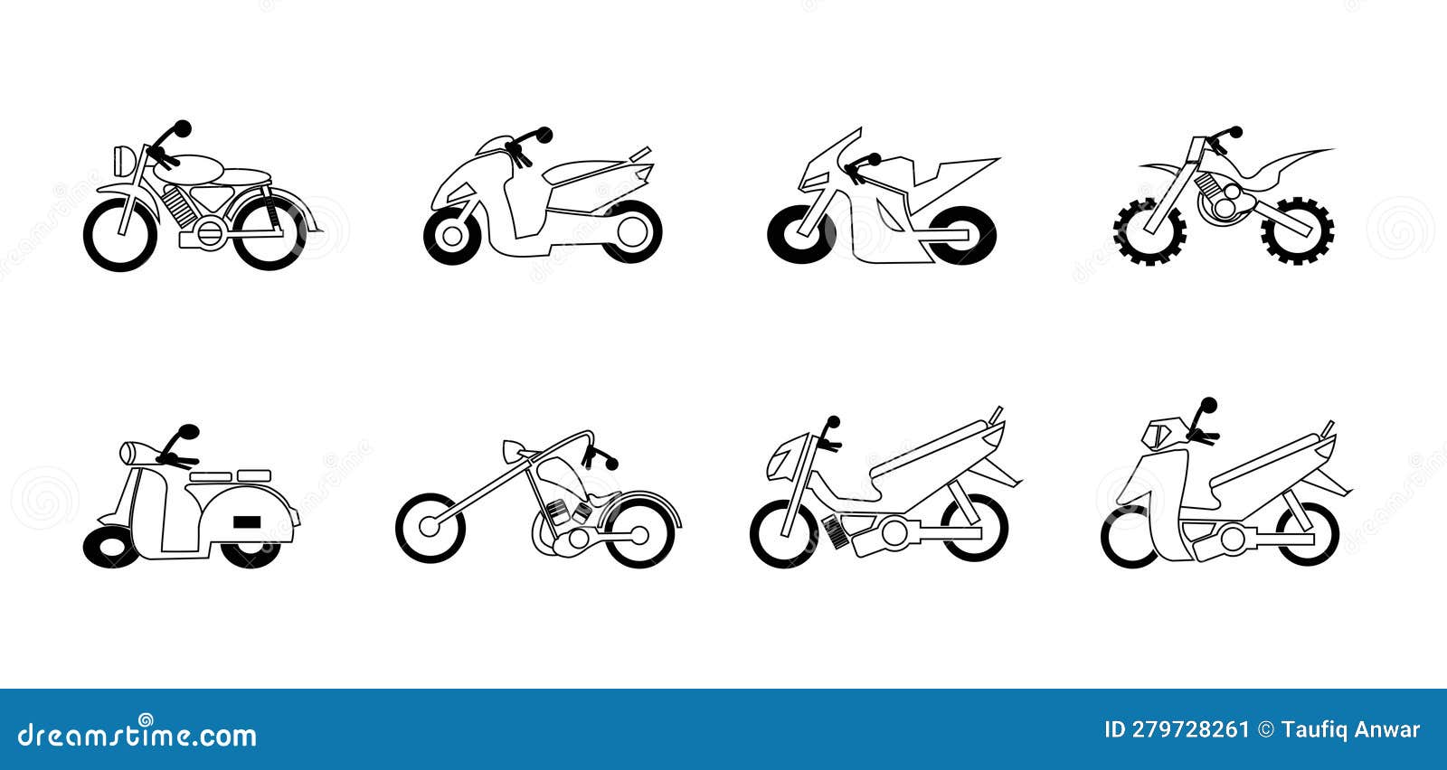 Motorcycle Illustration Lineart Style Vector Design Stock Vector ...