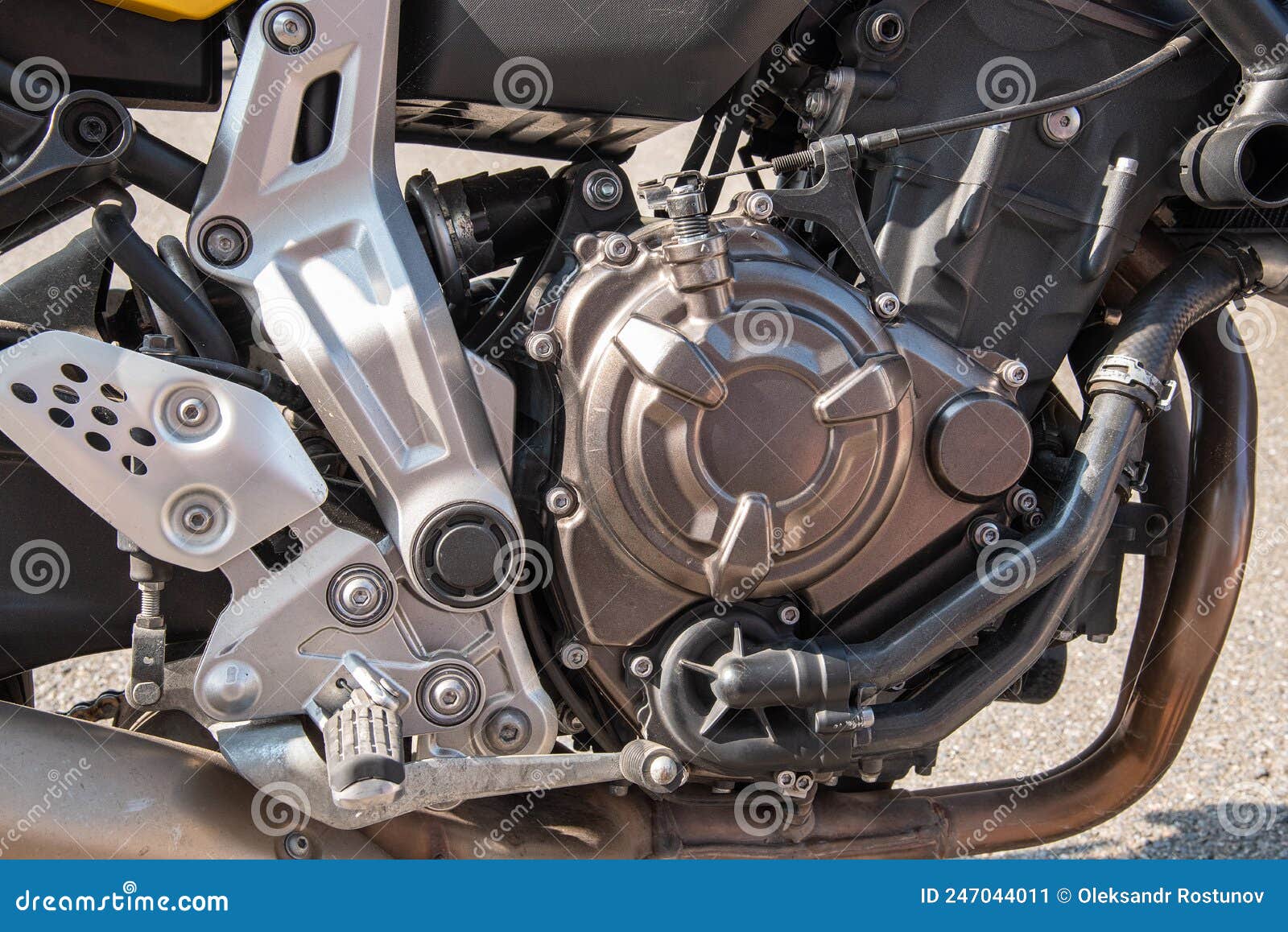 Motorcycle Internal Combustion Engine with Exhaust Pipe Stock Image ...