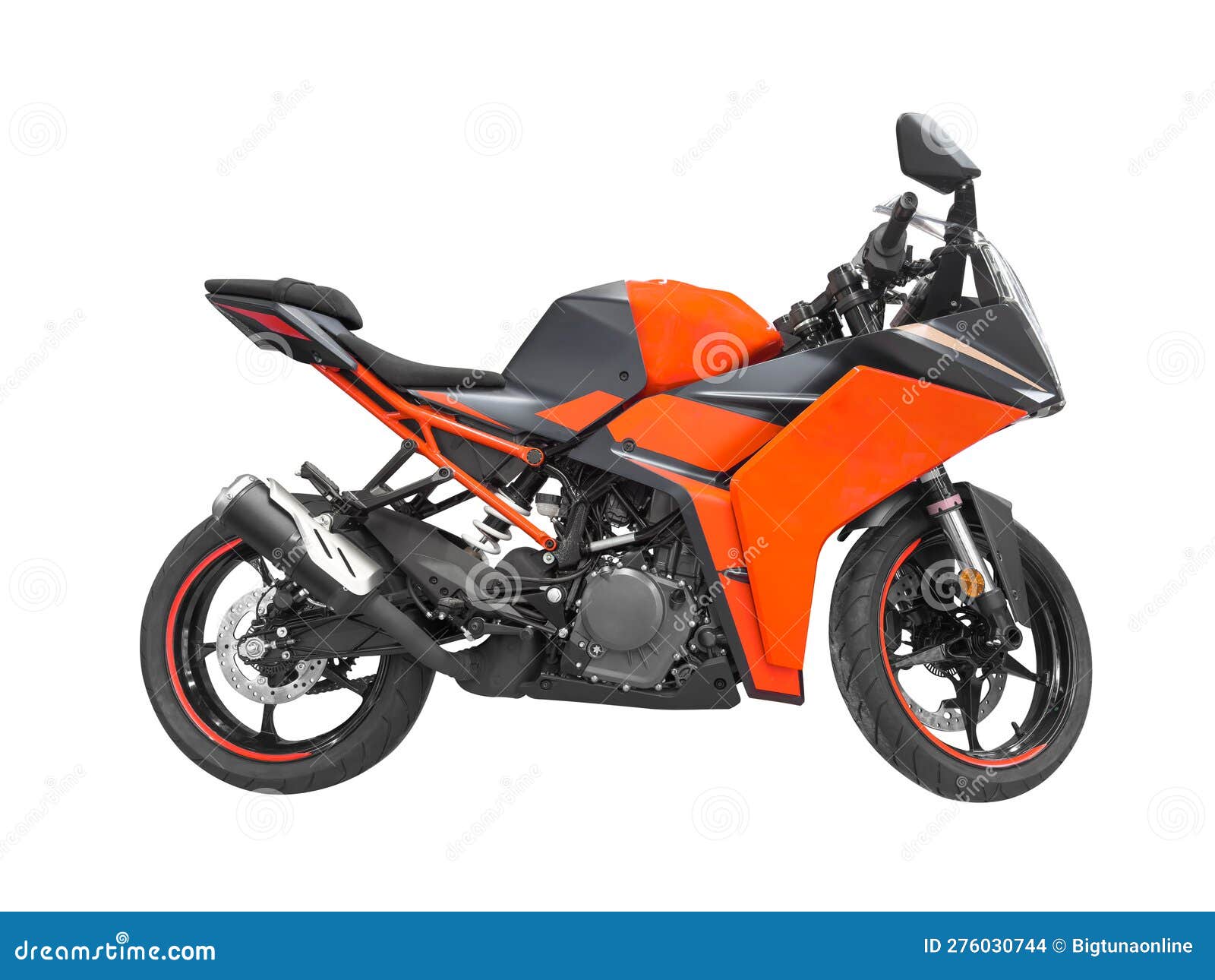 Motorcycle Isolated on White Background. Side View Sport Red Motorcycle ...