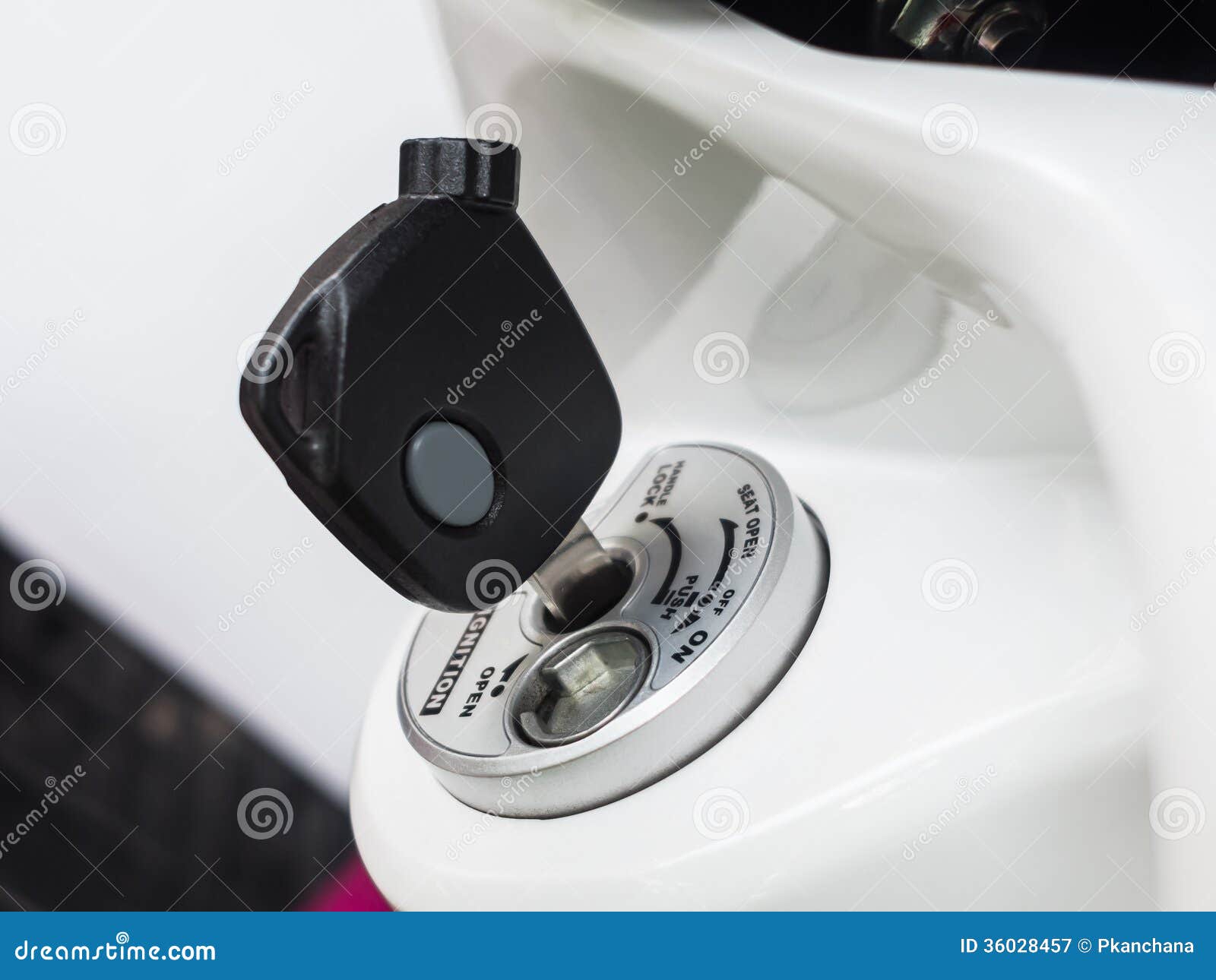 Motorcycle key in ignition stock image. Image of push - 36028457