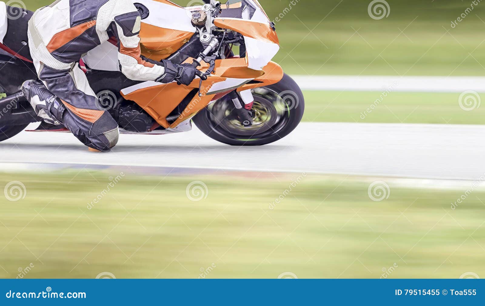Motorcycle Leaning Into A Fast Corner On Race Track Stock Photography ...