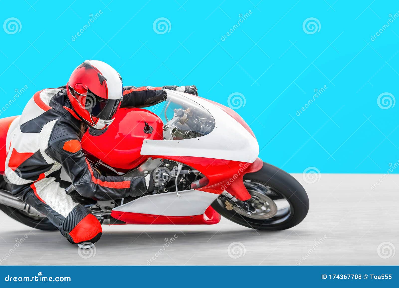 Motorcycle Leaning into a Fast Corner on Race Track Stock Photo - Image ...