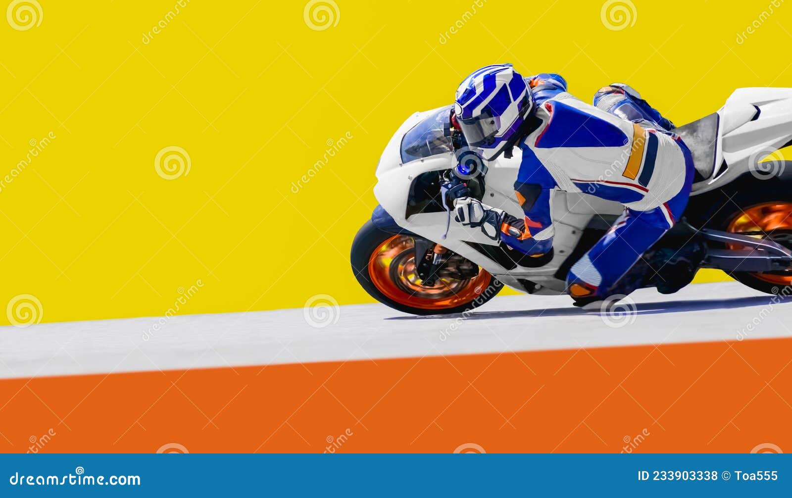 Motorcycle Leaning into a Fast Corner on Race Track Stock Photo - Image ...