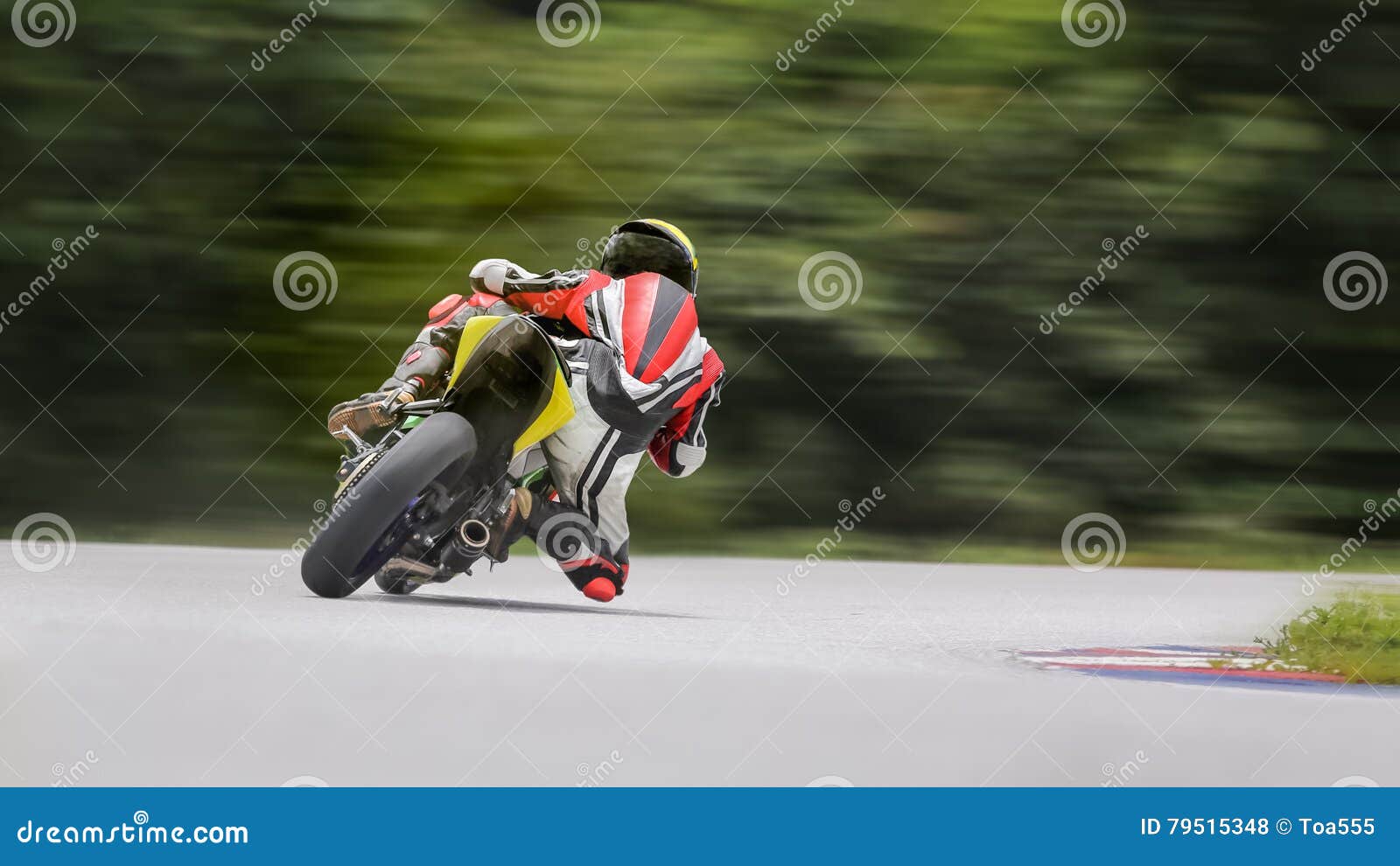 Motorcycle Leaning into a Fast Corner on Track Stock Photo - Image of ...