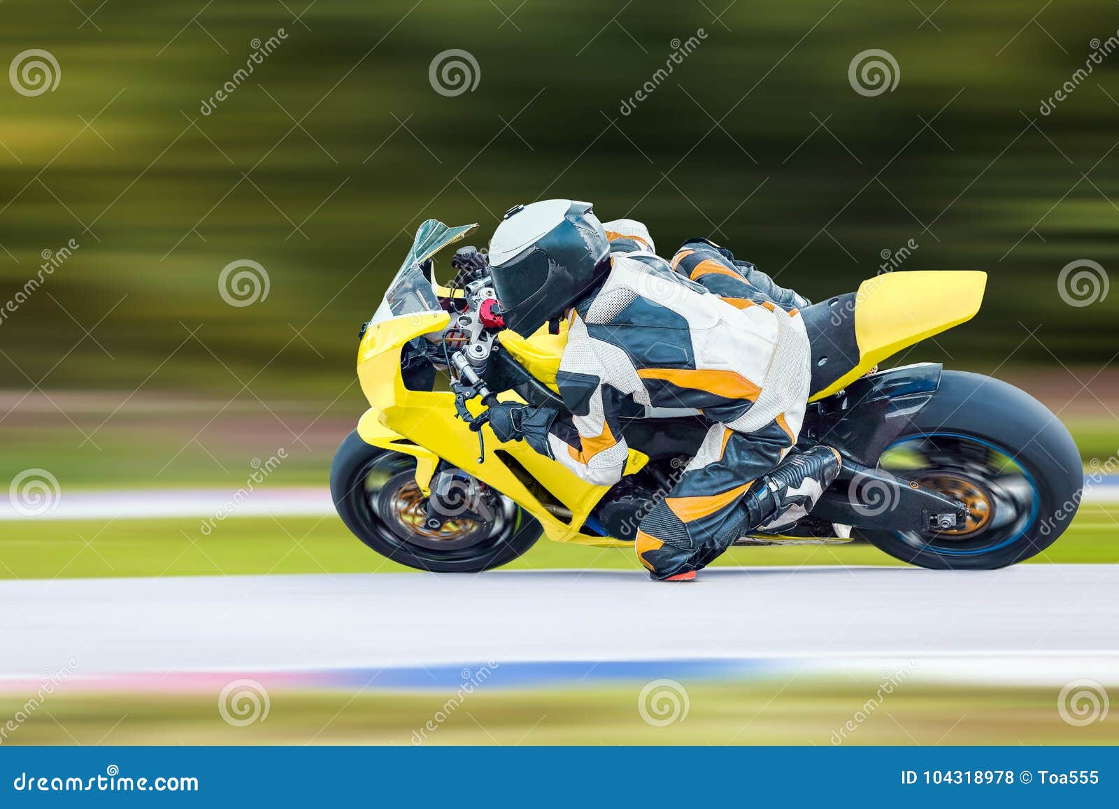 Motorcycle Leaning Intor on Highway Stock Photo - Image of motor ...