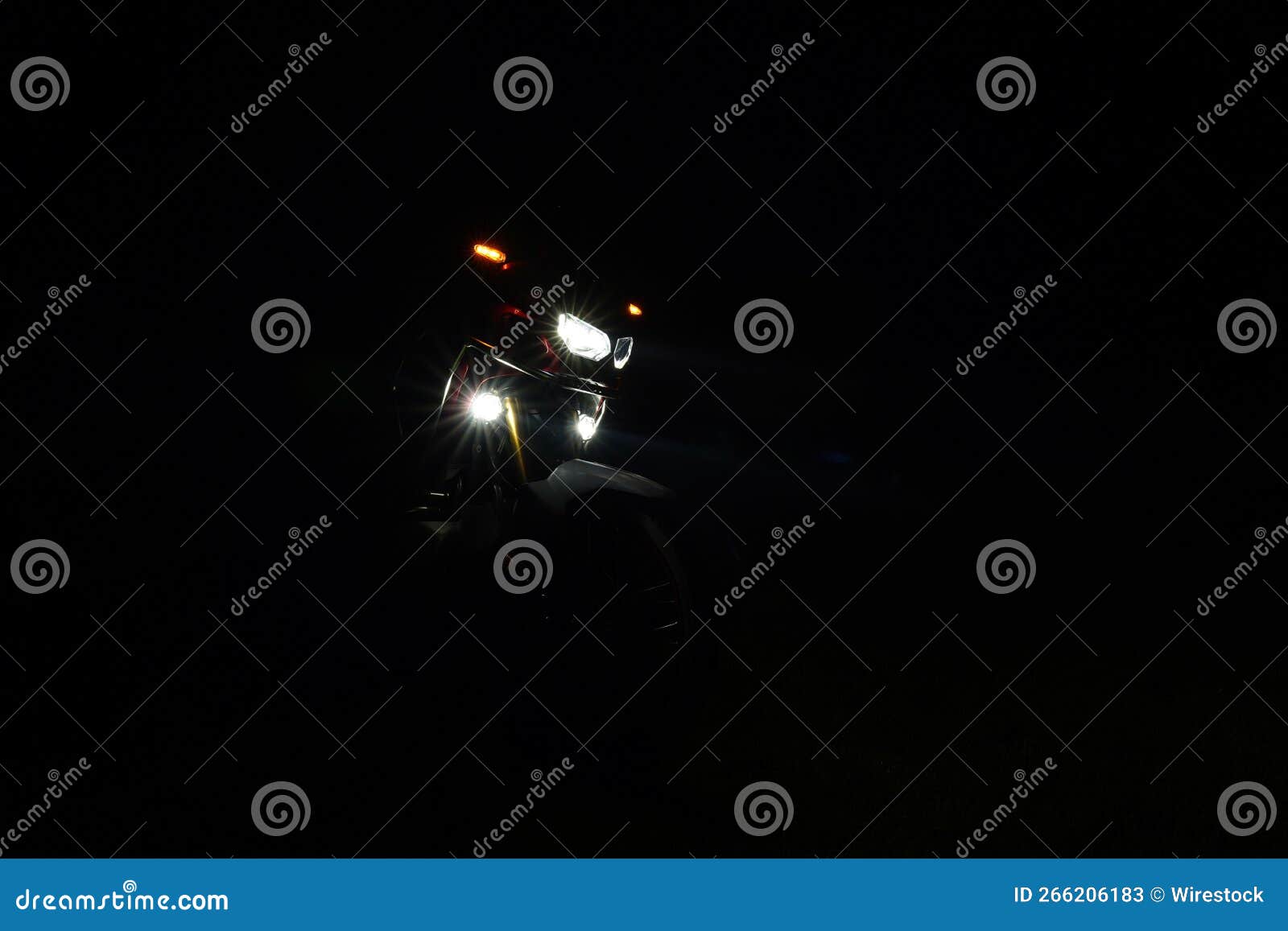 Motorcycle Lights at Night in Darkness Stock Image - Image of riding ...
