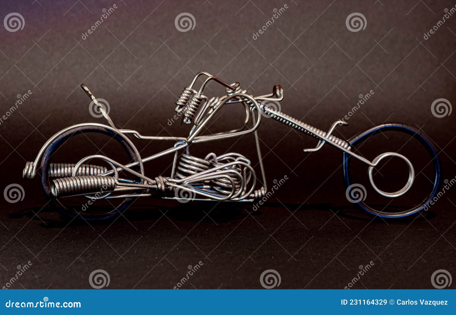 Motorcycle Made of Wire with a Dark Background Stock Image - Image of ...