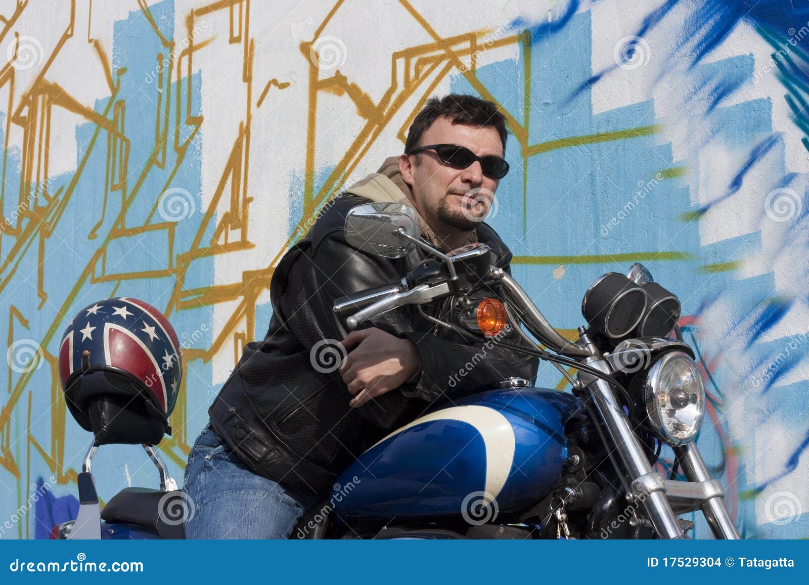 Motorcycle Man stock photo. Image of bike, kustom, helmet - 17529304