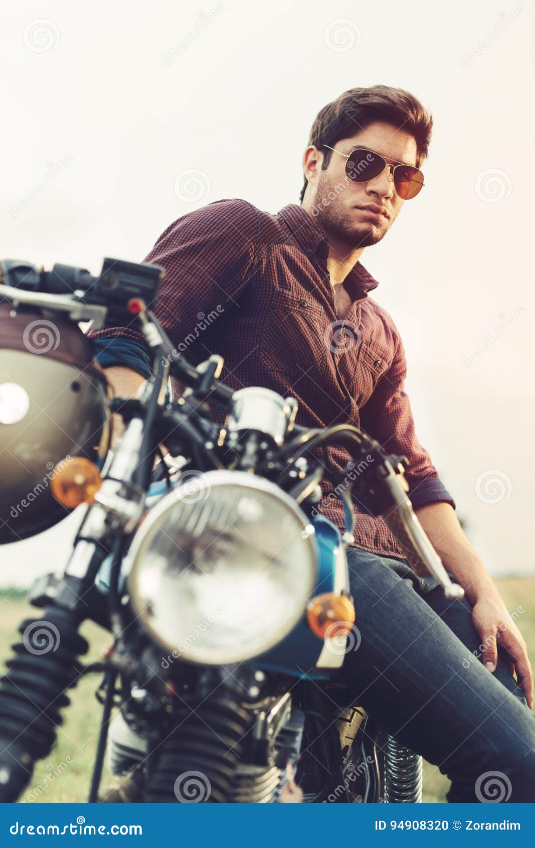 Motorcycle Man stock photo. Image of freedom, city, helmet - 94908320