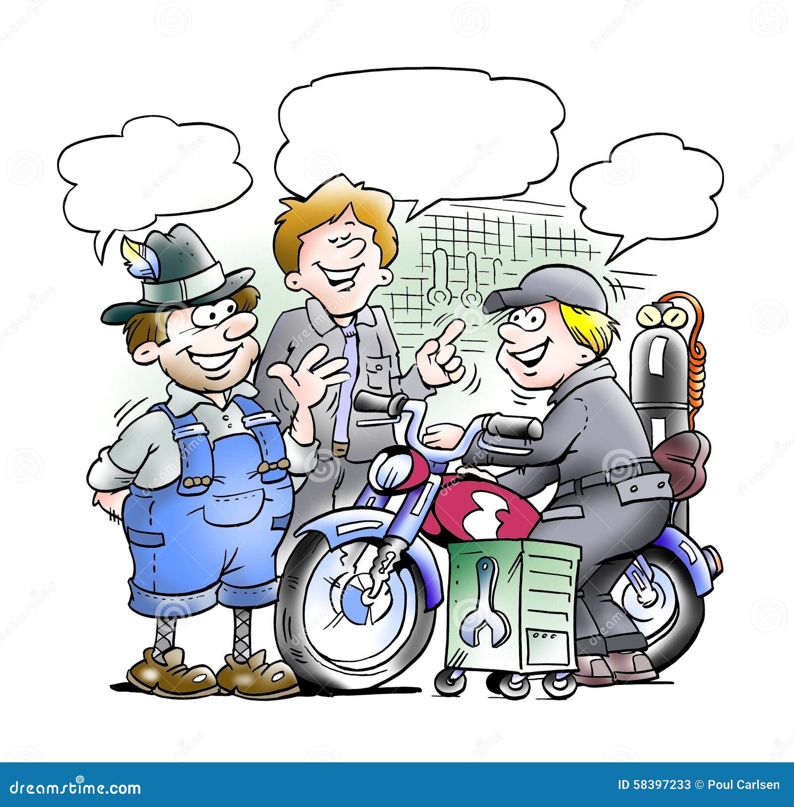 Motorcycle Mechanics Share Their Experiences Stock Illustration ...