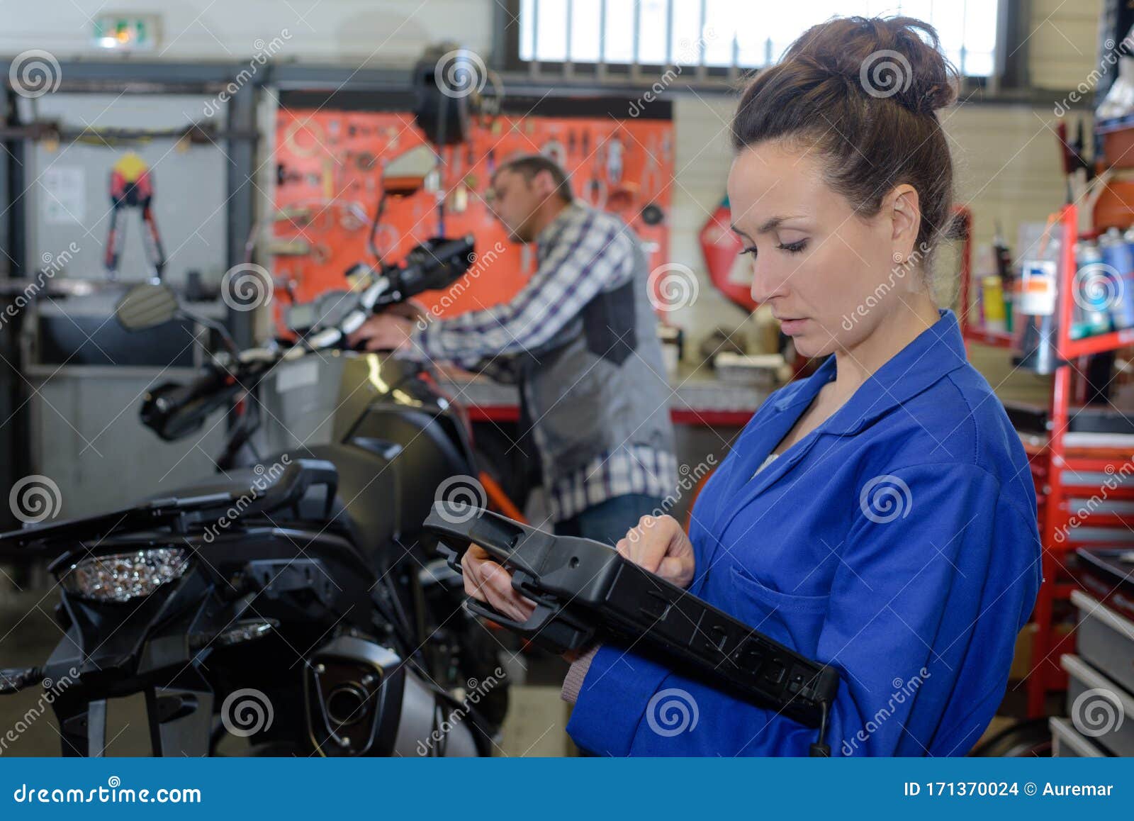 Motorcycle Mechanics at Work Stock Photo - Image of transportation ...