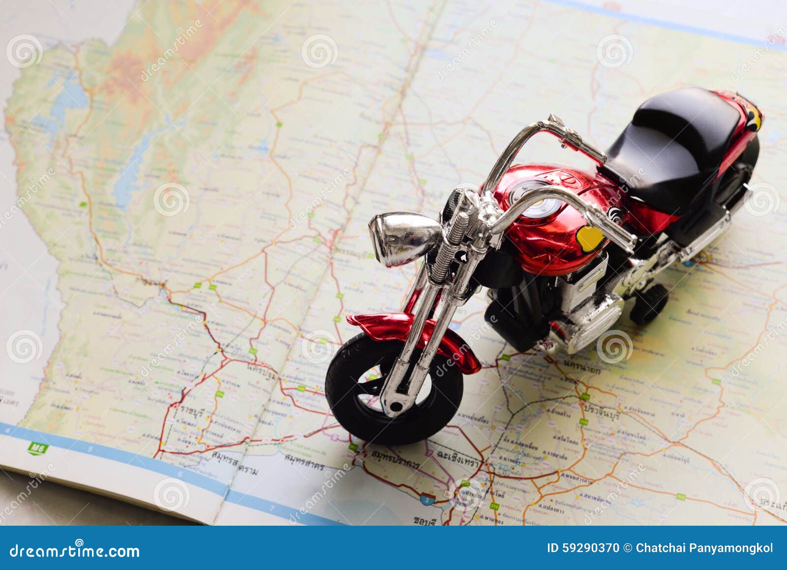 Motorcycle model on map stock photo. Image of direction - 59290370