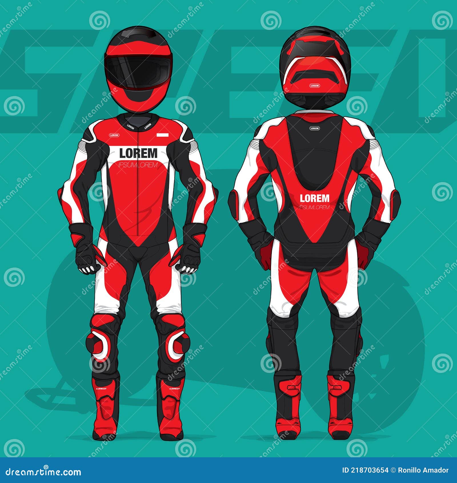Motorcycle Moto Racing Uniform Design Set Mock Up Vector Stock Vector Illustration Of