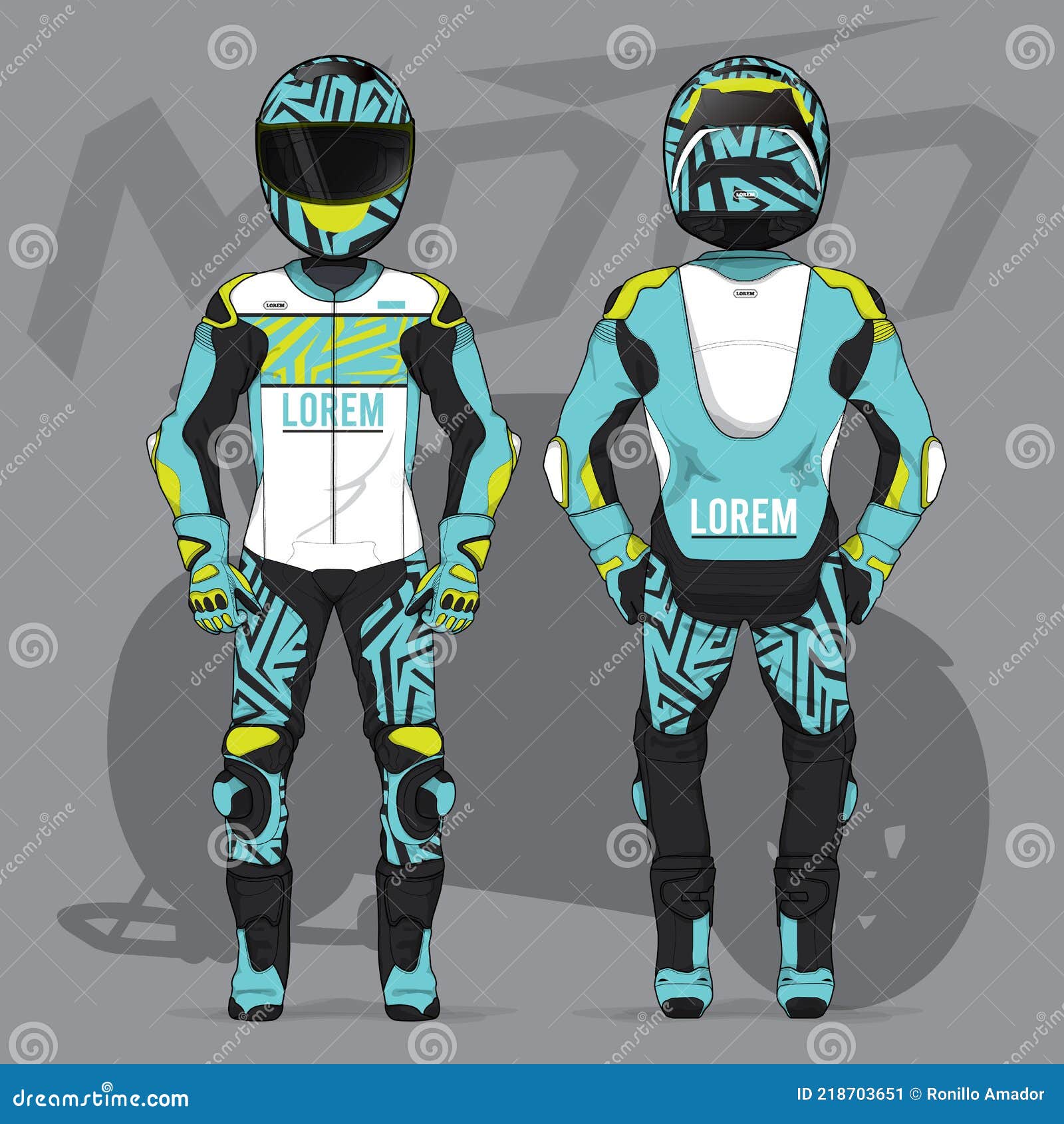 Motorcycle Moto Racing Uniform Design Set Mock Up Vector Stock Vector ...