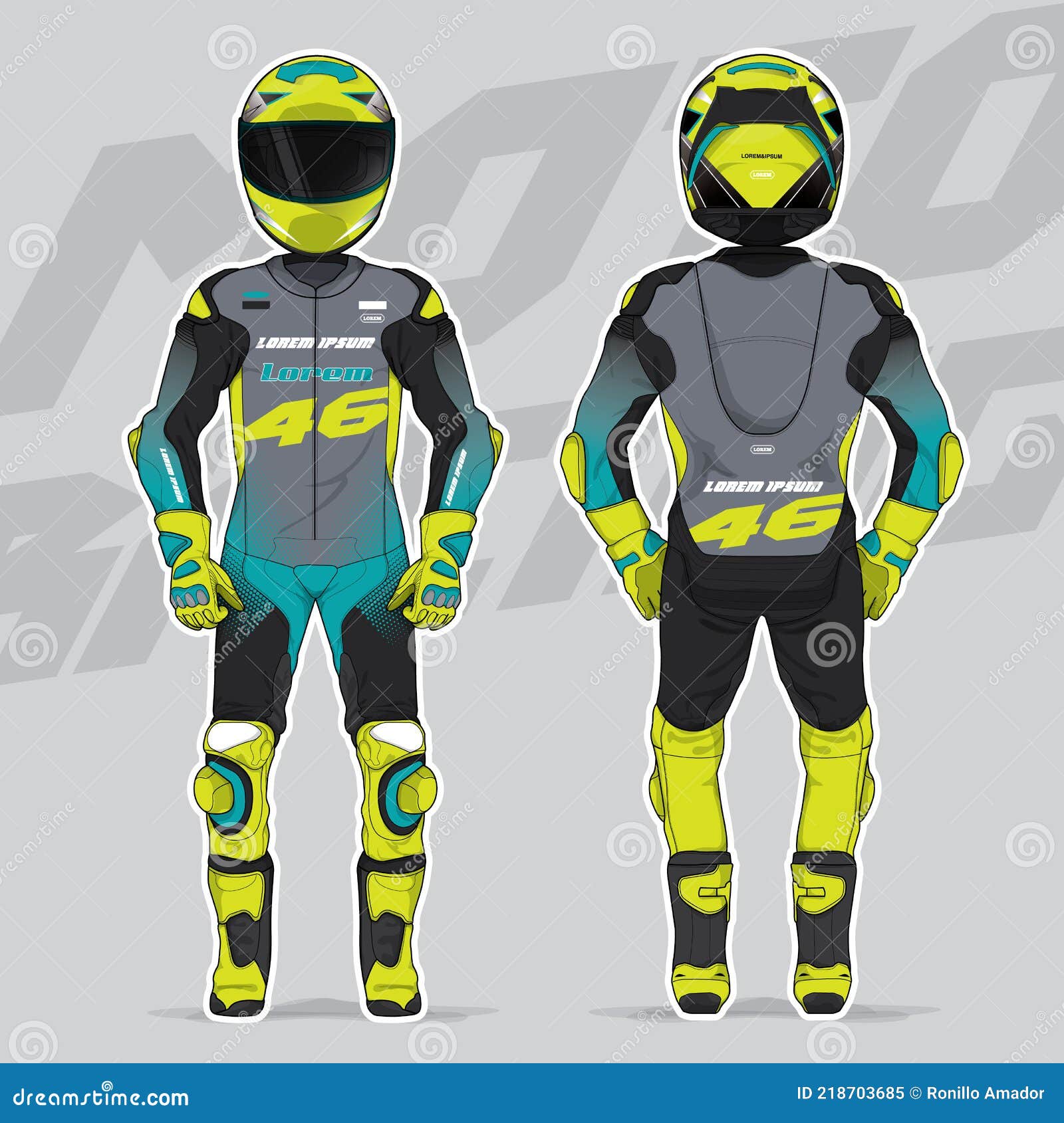 Motorcycle Moto Racing Uniform Design Set Mock Up Vector Stock Vector ...