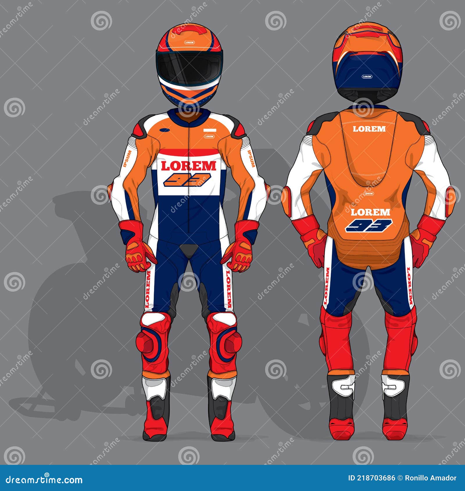 Motorcycle Moto Racing Uniform Design Set Mock Up Vector Stock Vector ...