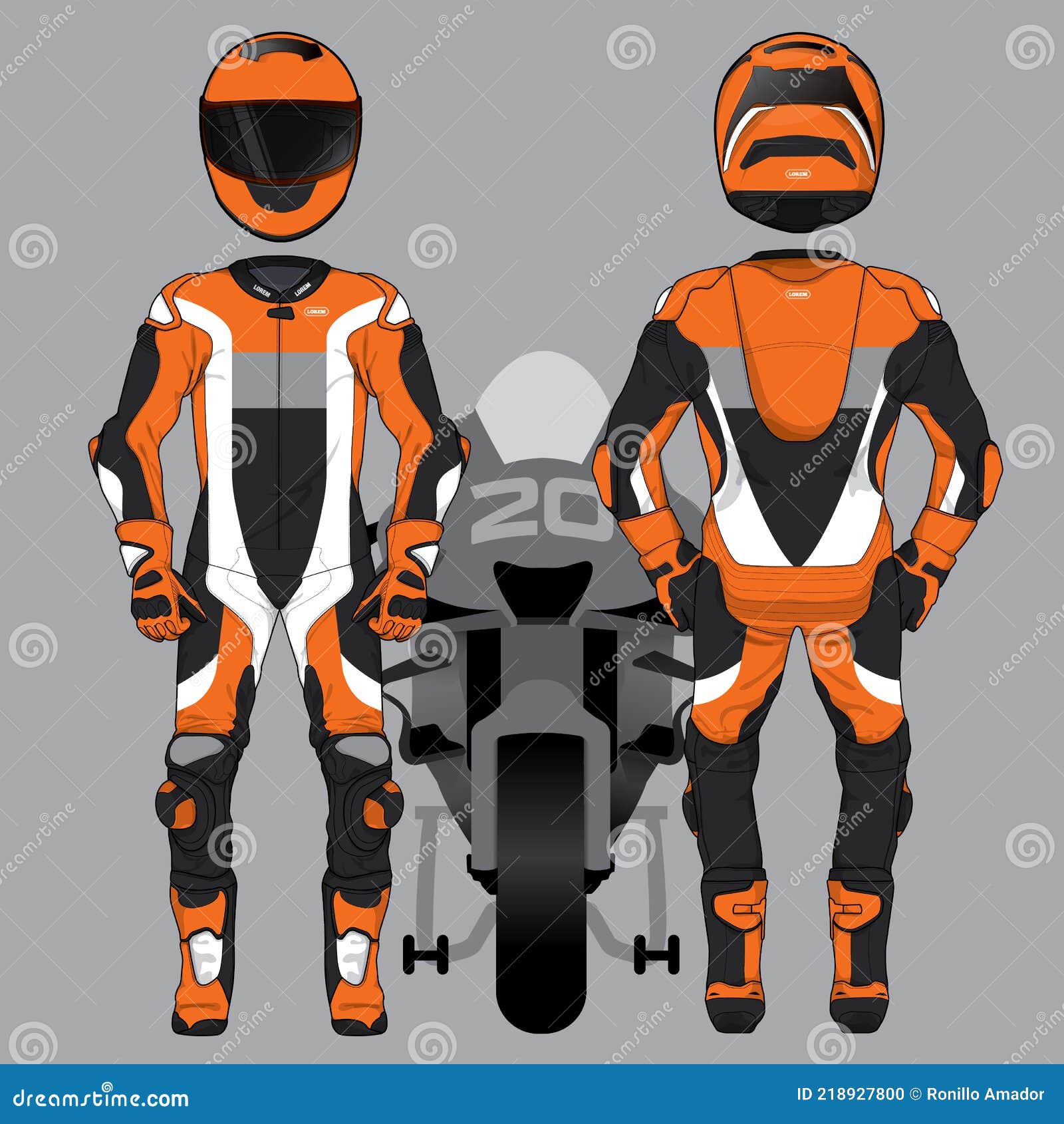 Motorcycle Moto Racing Uniform Design Set Mock Up Vector Stock Vector ...