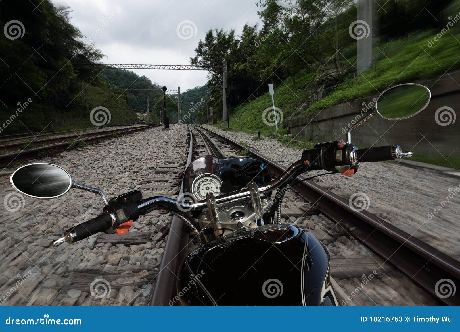 Motorcycle Moving on a Railroad Stock Image - Image of move, motion ...