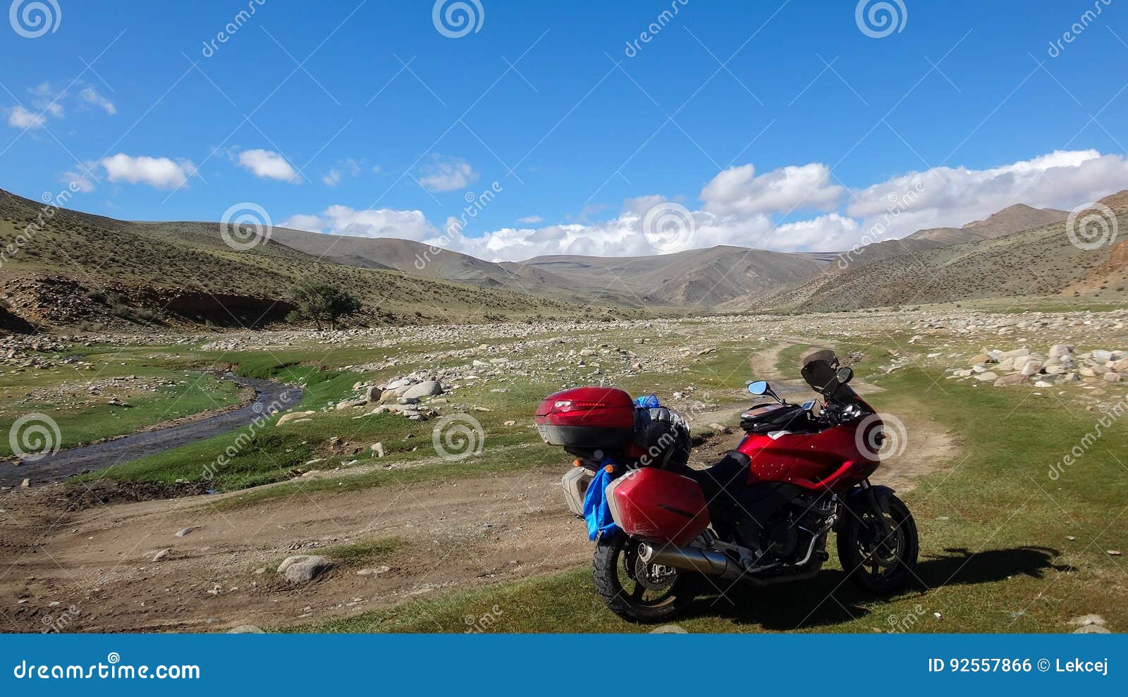 Motorcycle at nature stock photo. Image of altai, siberia - 92557866