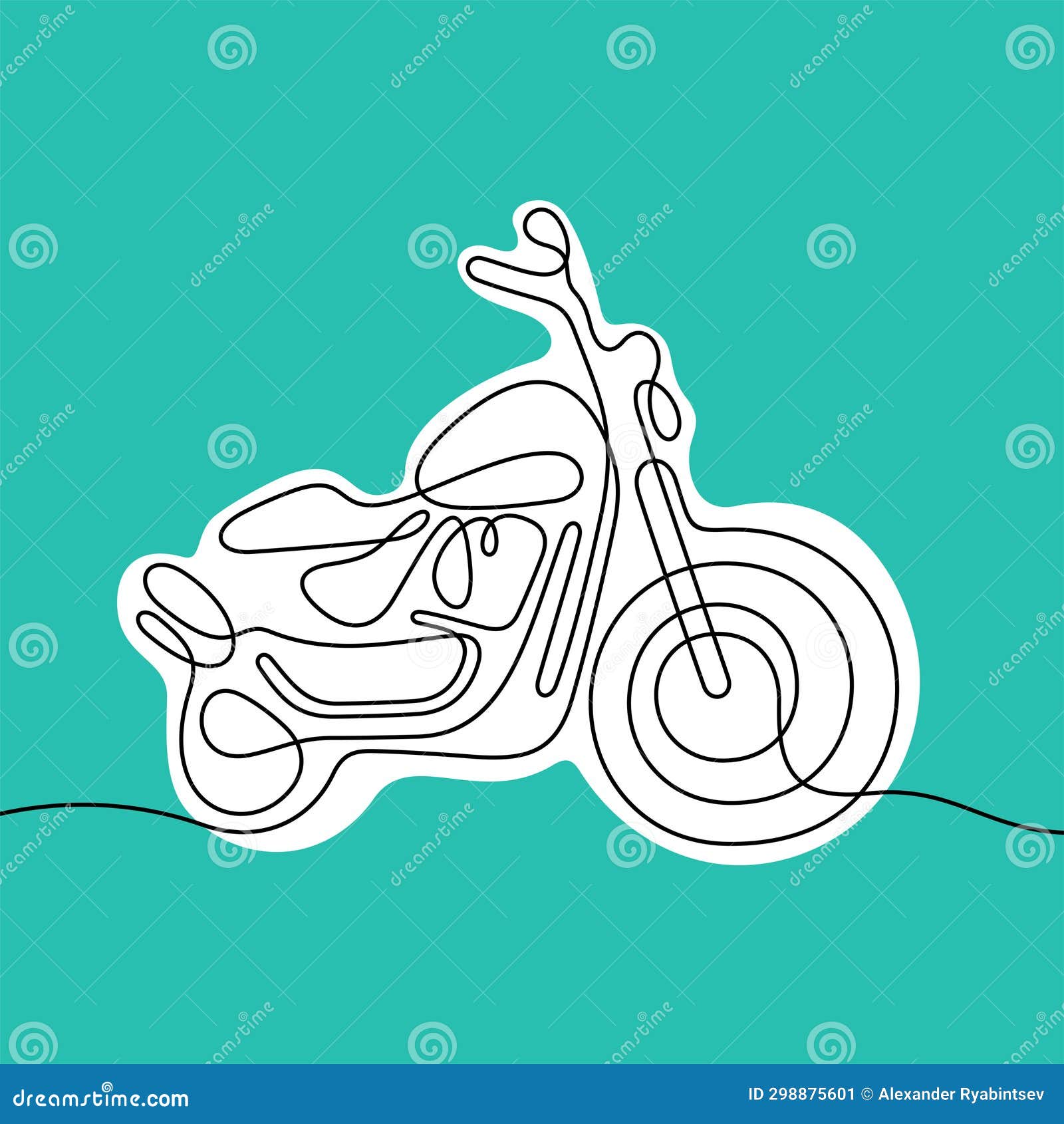 Motorcycle One Line Colourful Vector Illustration Stock Illustration ...