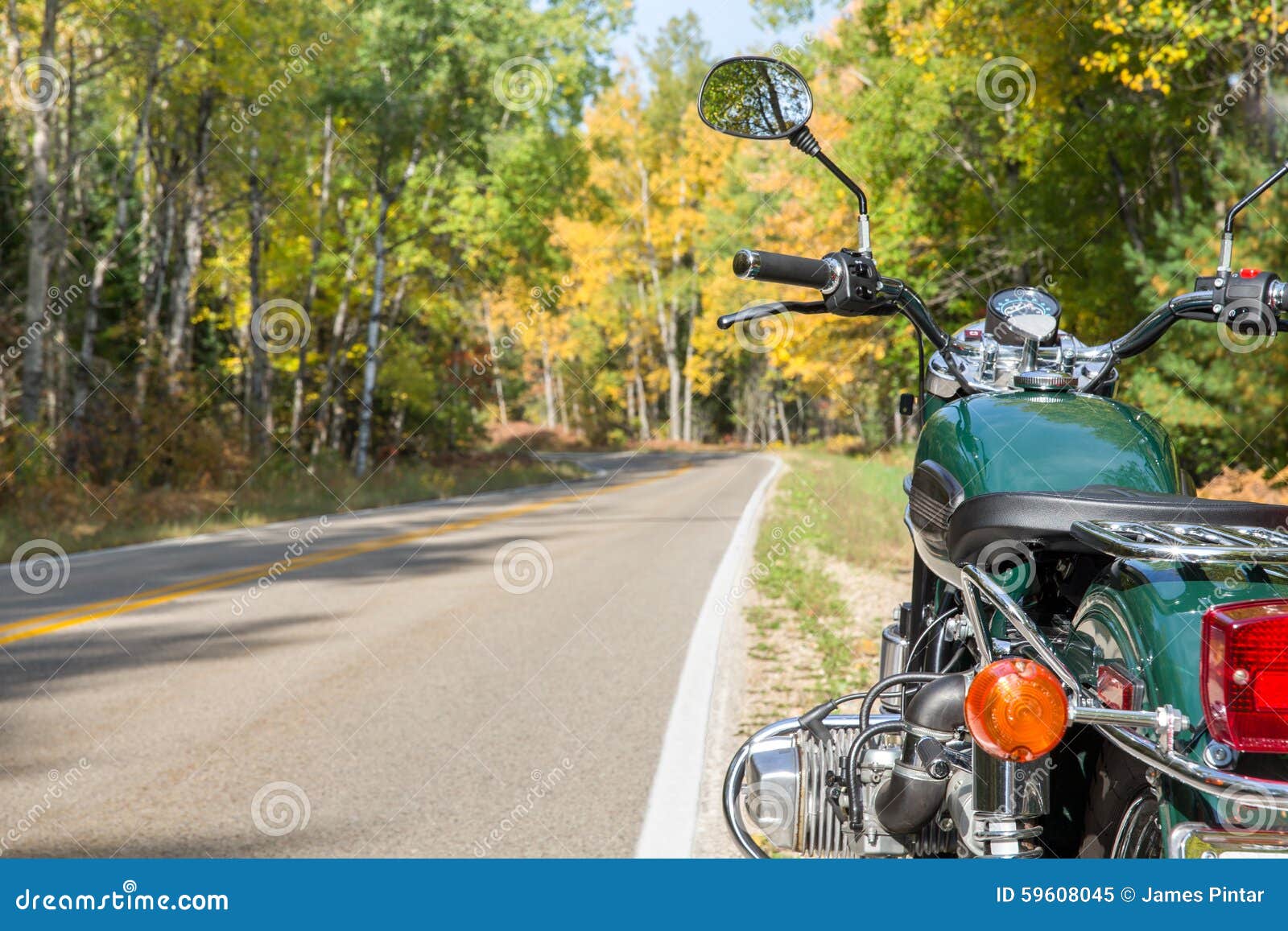Motorcycle and Open Road in Autumn Stock Image - Image of road ...