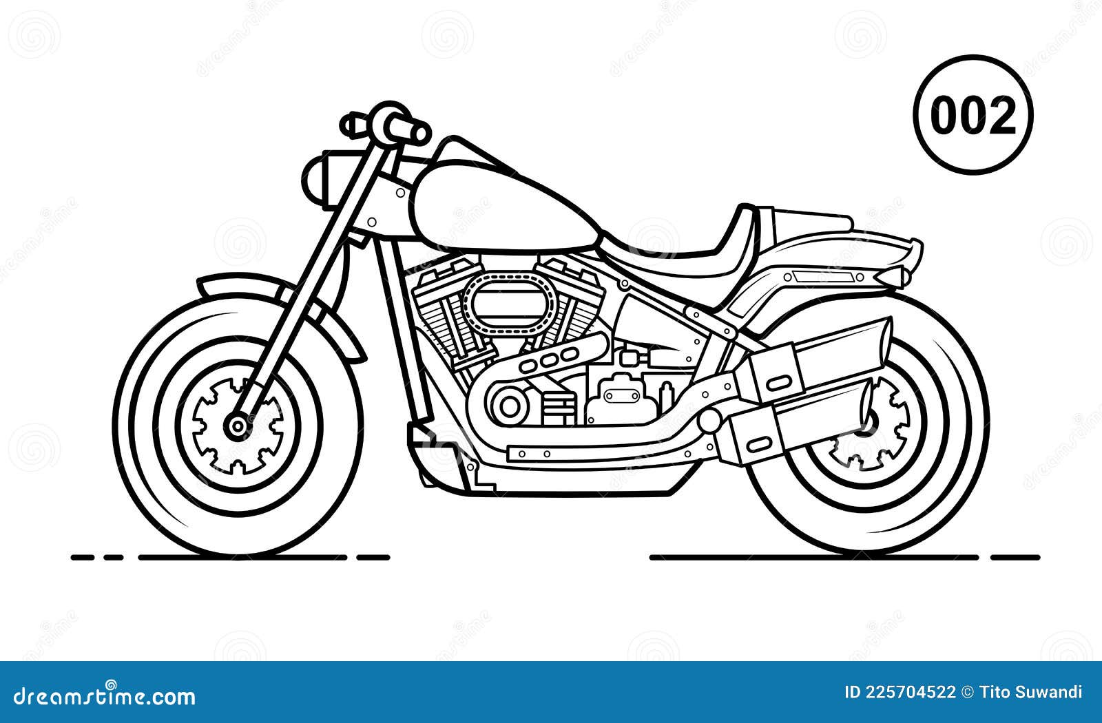 Motorcycle In Outline Style Schematic Blueprints Vehicle Side Front ...