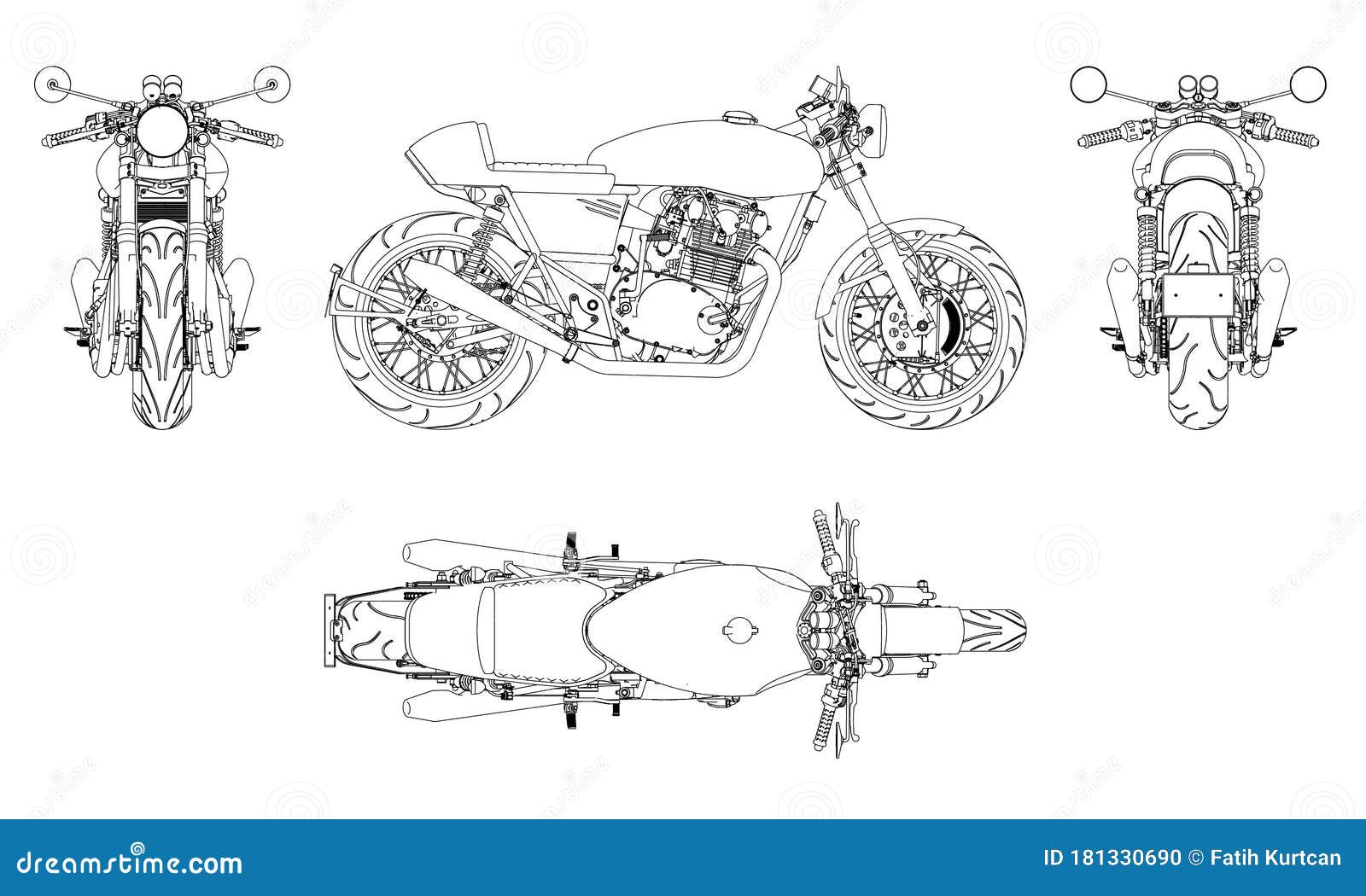 Motorcycle Outline Vector Illustration Stock Illustration ...