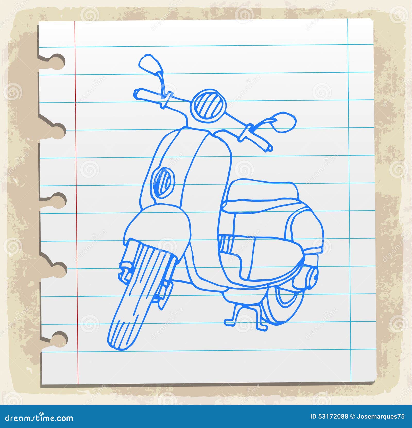 Motorcycle on Paper Note, Vector Illustration Stock Illustration ...