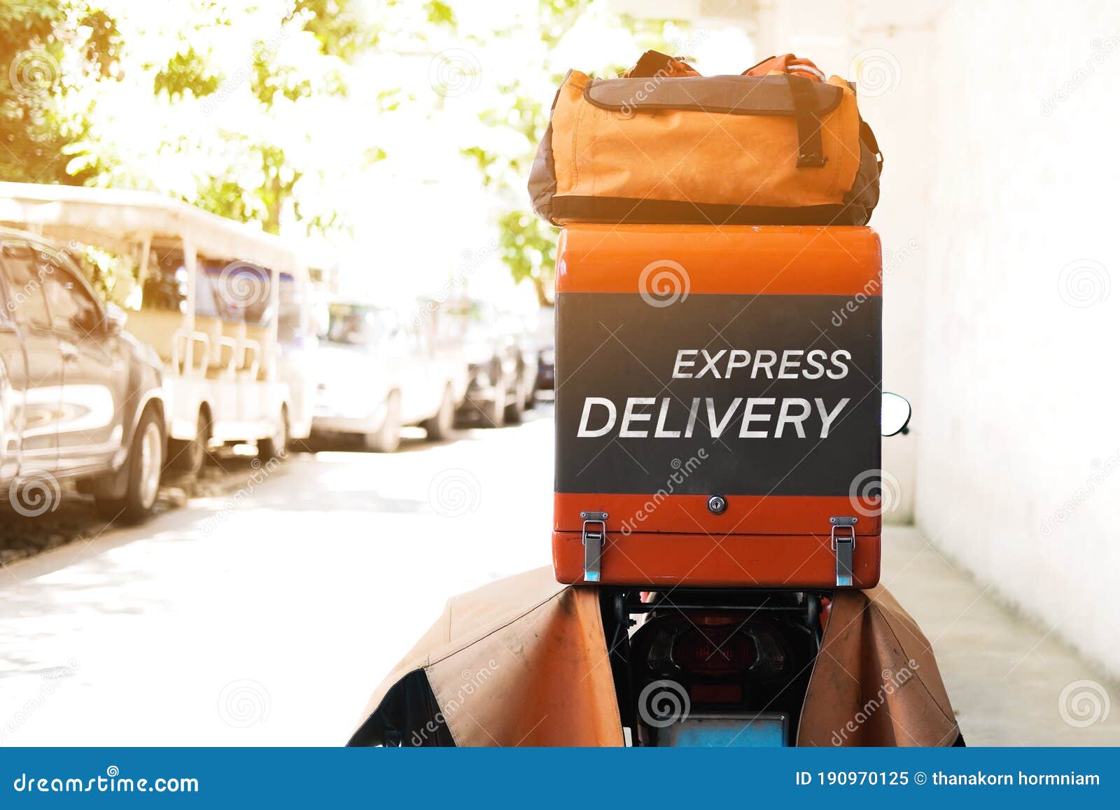 Motorcycle Parcel Delivery Service Stock Image - Image of scooter ...