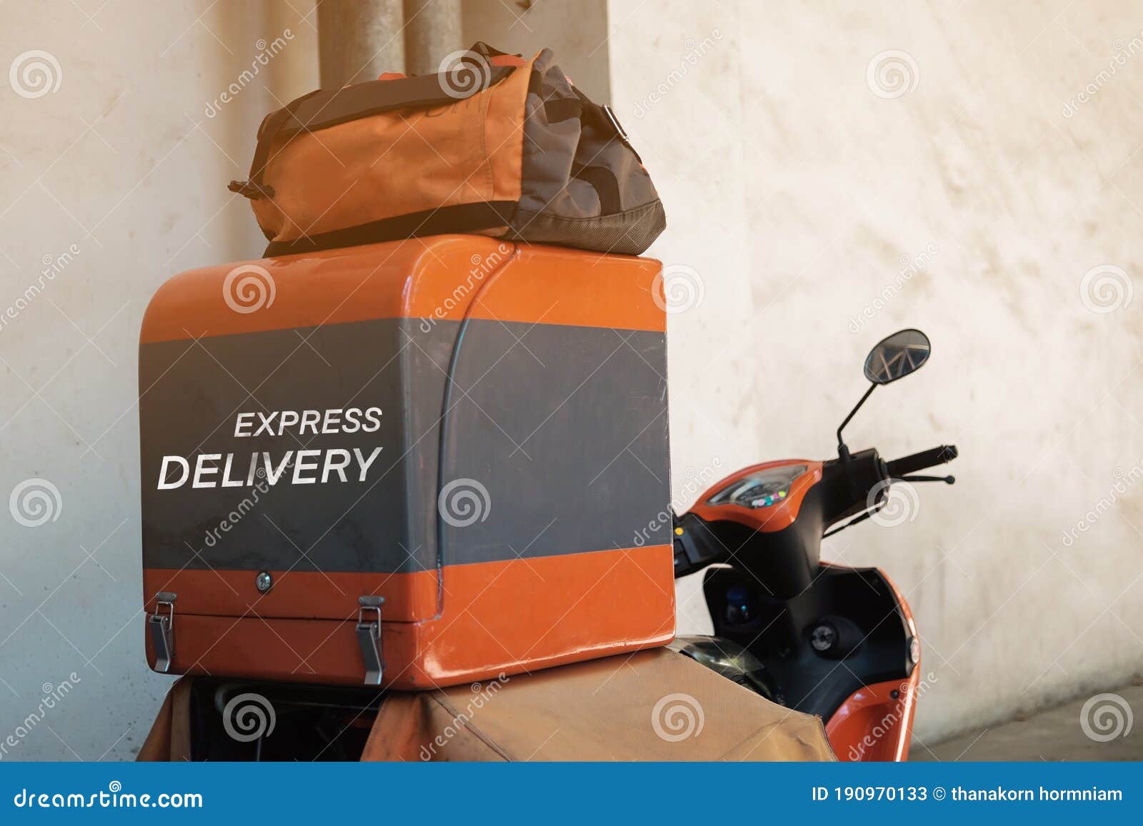 Motorcycle Parcel Delivery Service Stock Image - Image of service, food ...