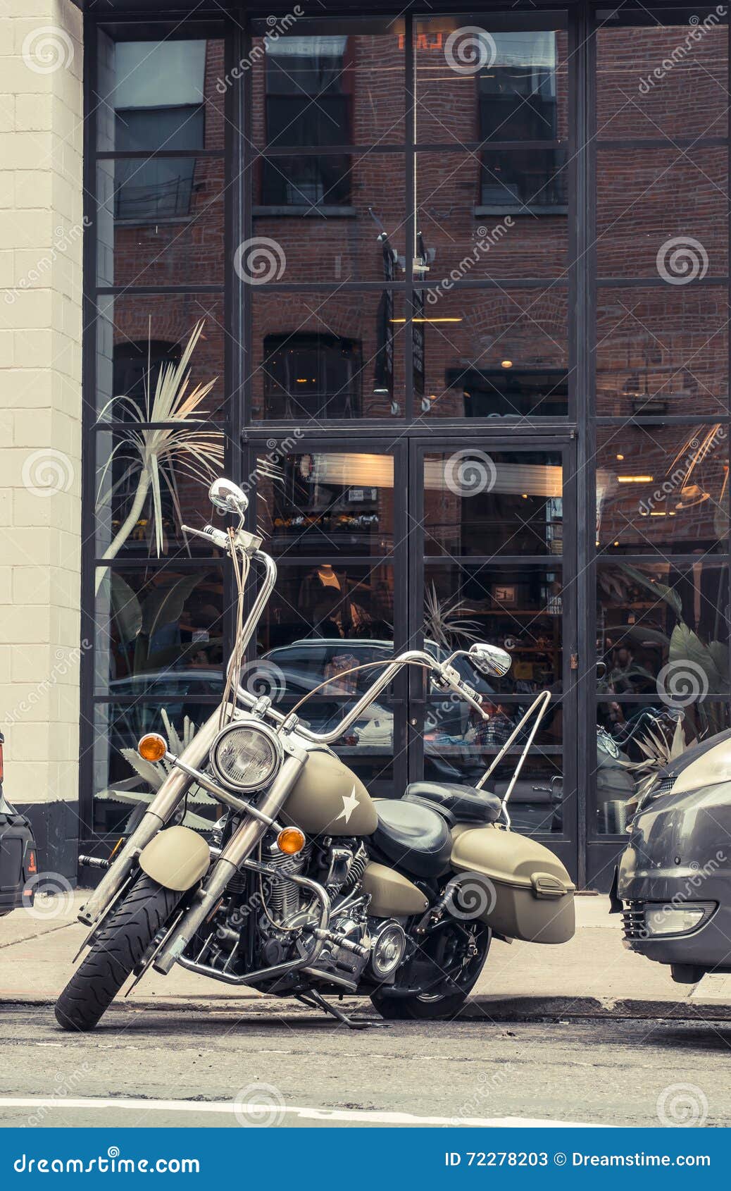 Motorcycle Parked in Front of a Shop Editorial Stock Photo - Image of ...