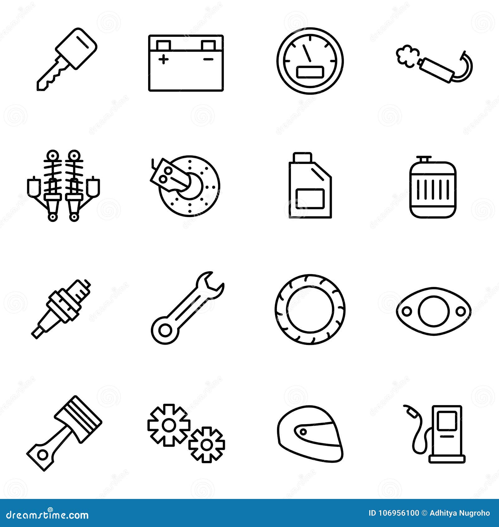 Motorcycle Parts Vector Icons. Stock Vector - Illustration of vector ...