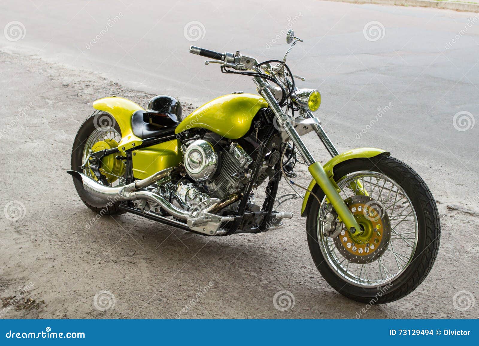 Motorcycle on the Pavement. Stock Photo - Image of chrome, vehicle ...