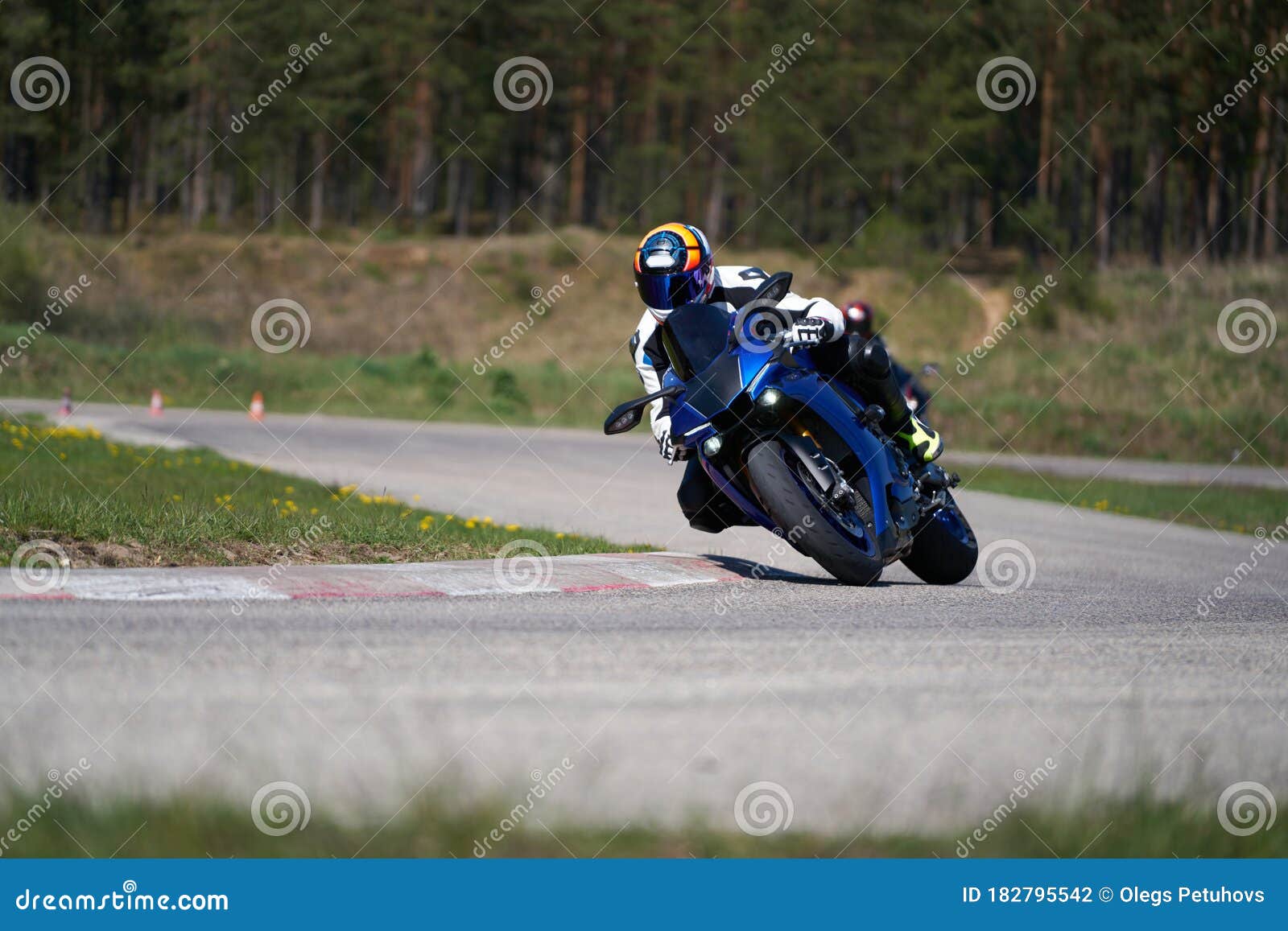 Motorcycle Practice Leaning into a Fast Corner on Track Stock Photo ...