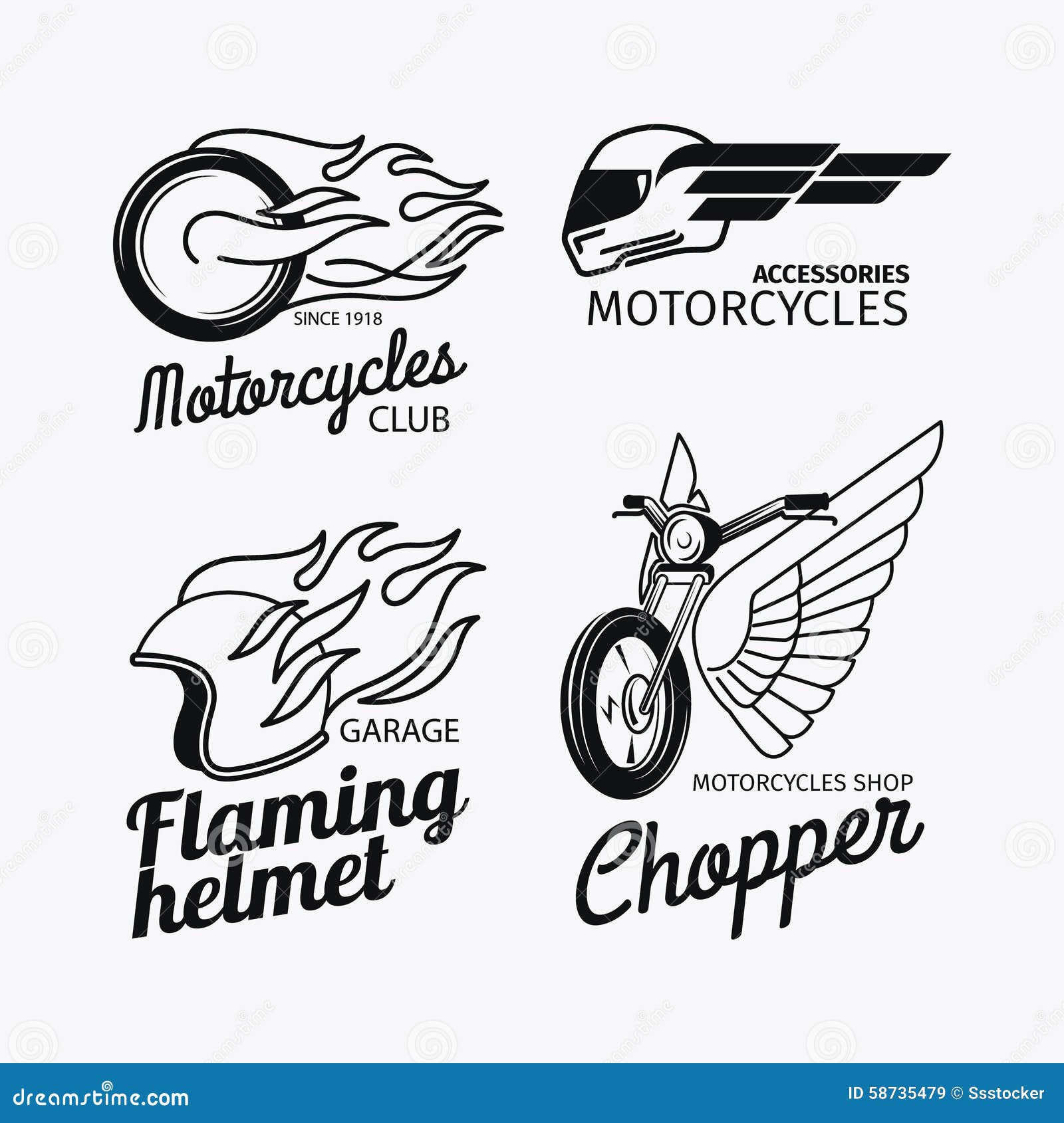 Motorcycle race logo set stock vector. Illustration of moto - 58735479