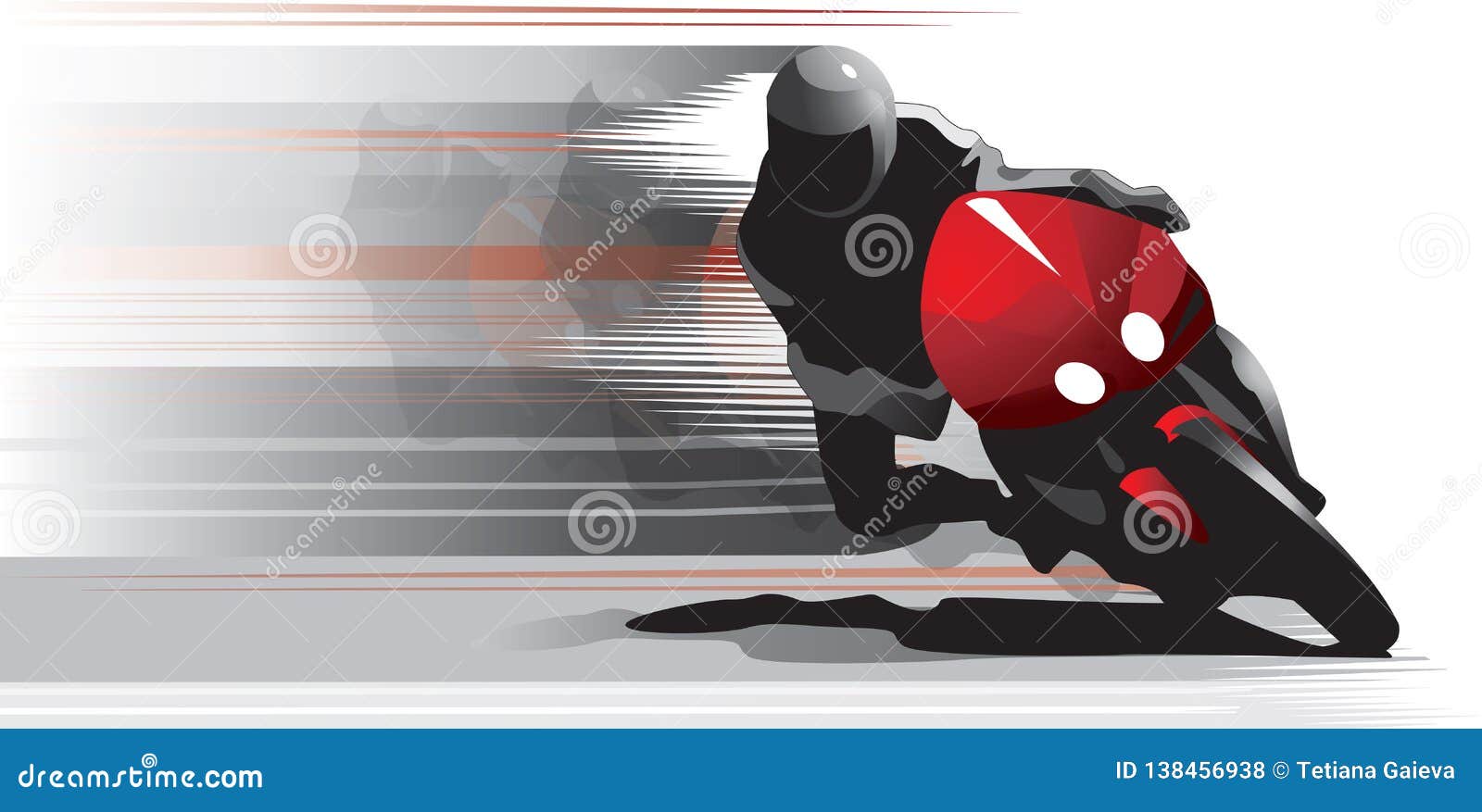 Motorcycle Racer on the Move, Front View. Vector Stock Illustration ...