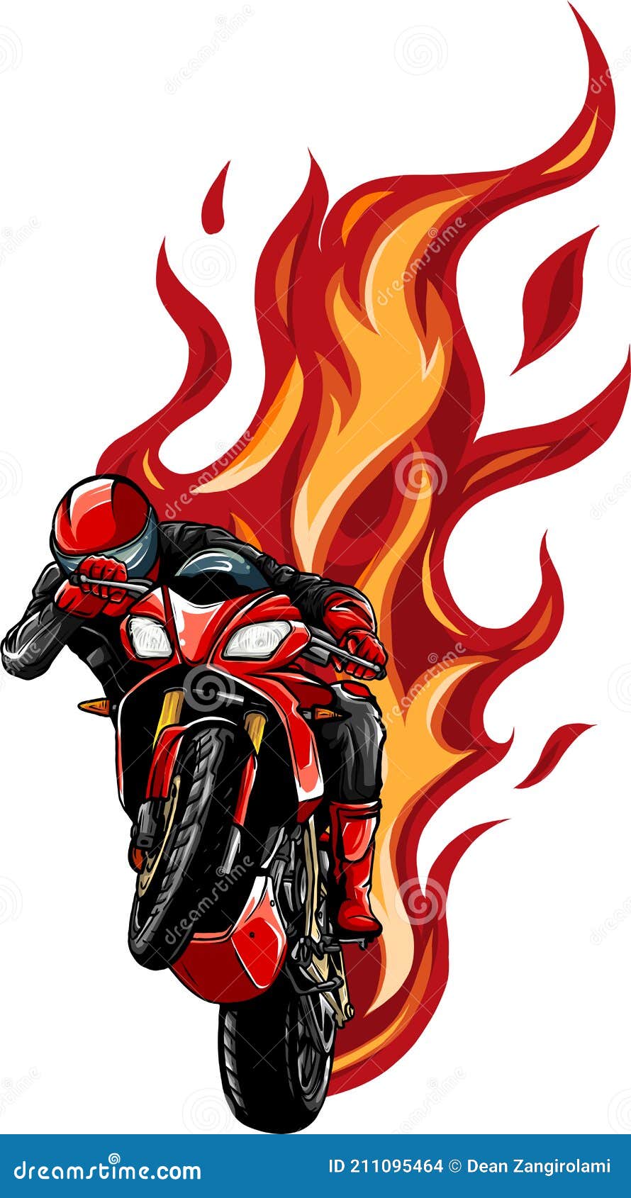 Motorcycle Racing with Fire Vector Illustration Design Stock Vector ...