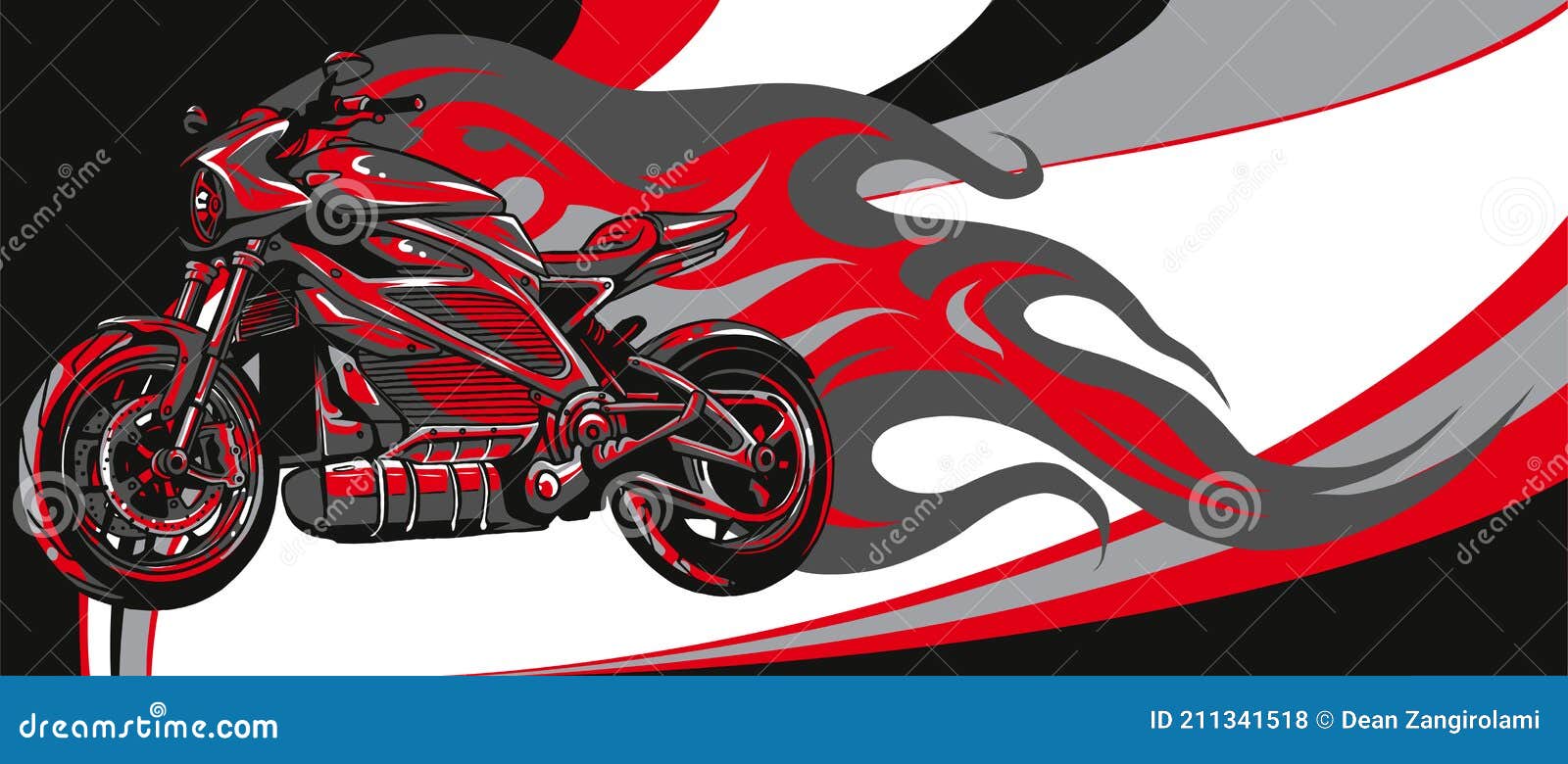 Motorcycle Racing with Fire Vector Illustration Design Stock ...