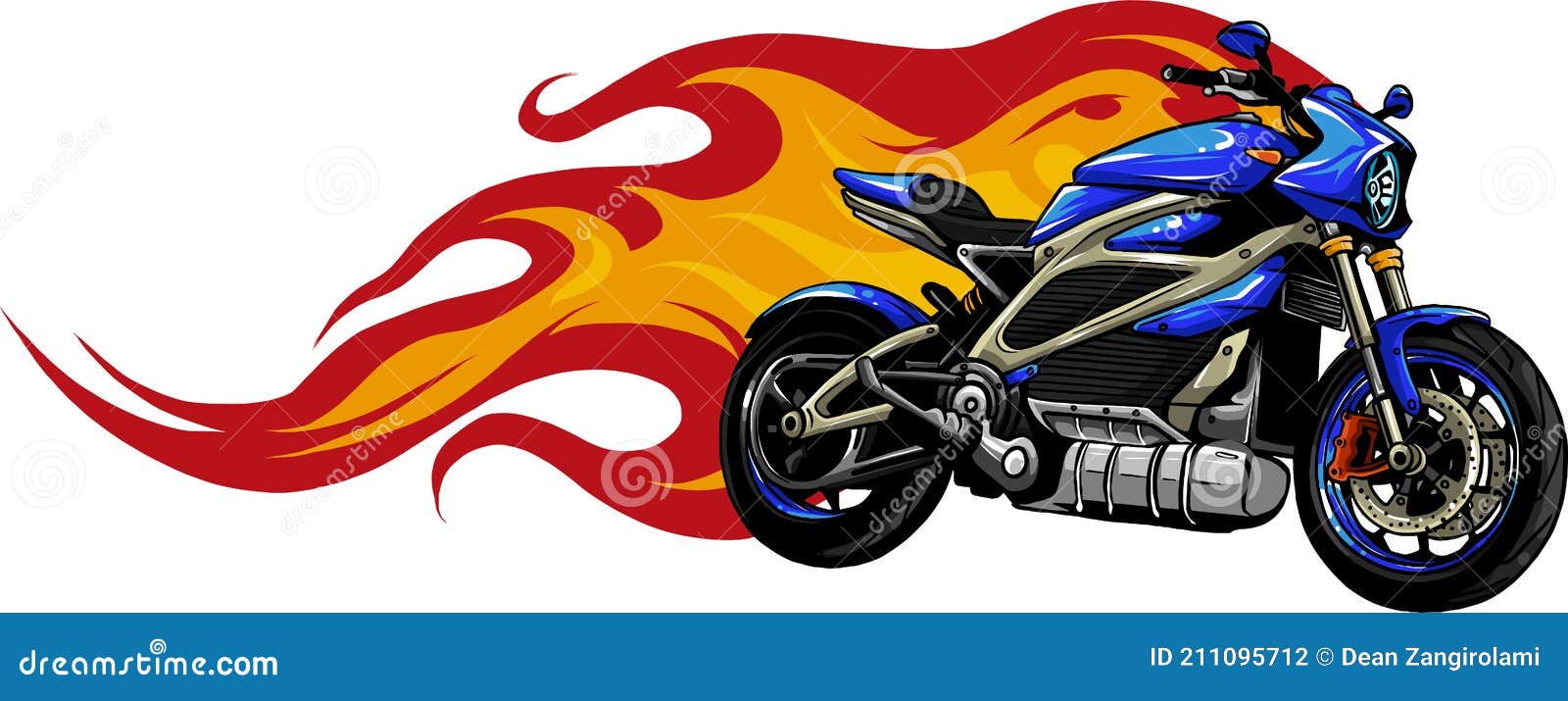 Motorcycle Racing with Fire Vector Illustration Design Stock Vector ...
