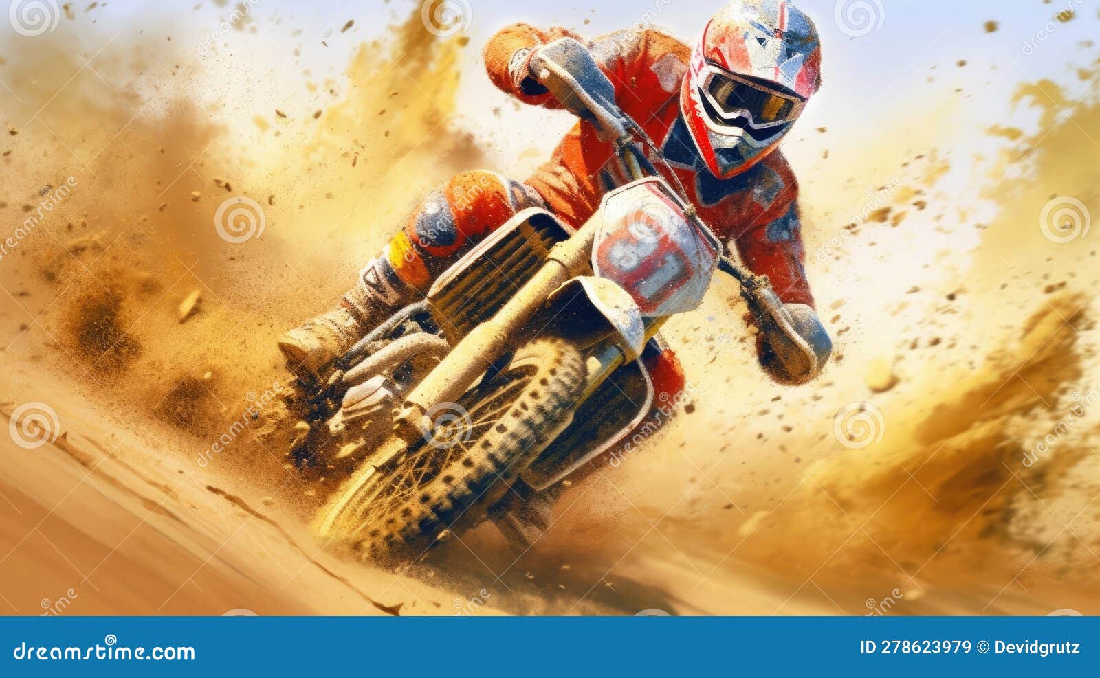 Motorcycle Racing on Sand Athlete Rider. Generative AI Stock Image ...