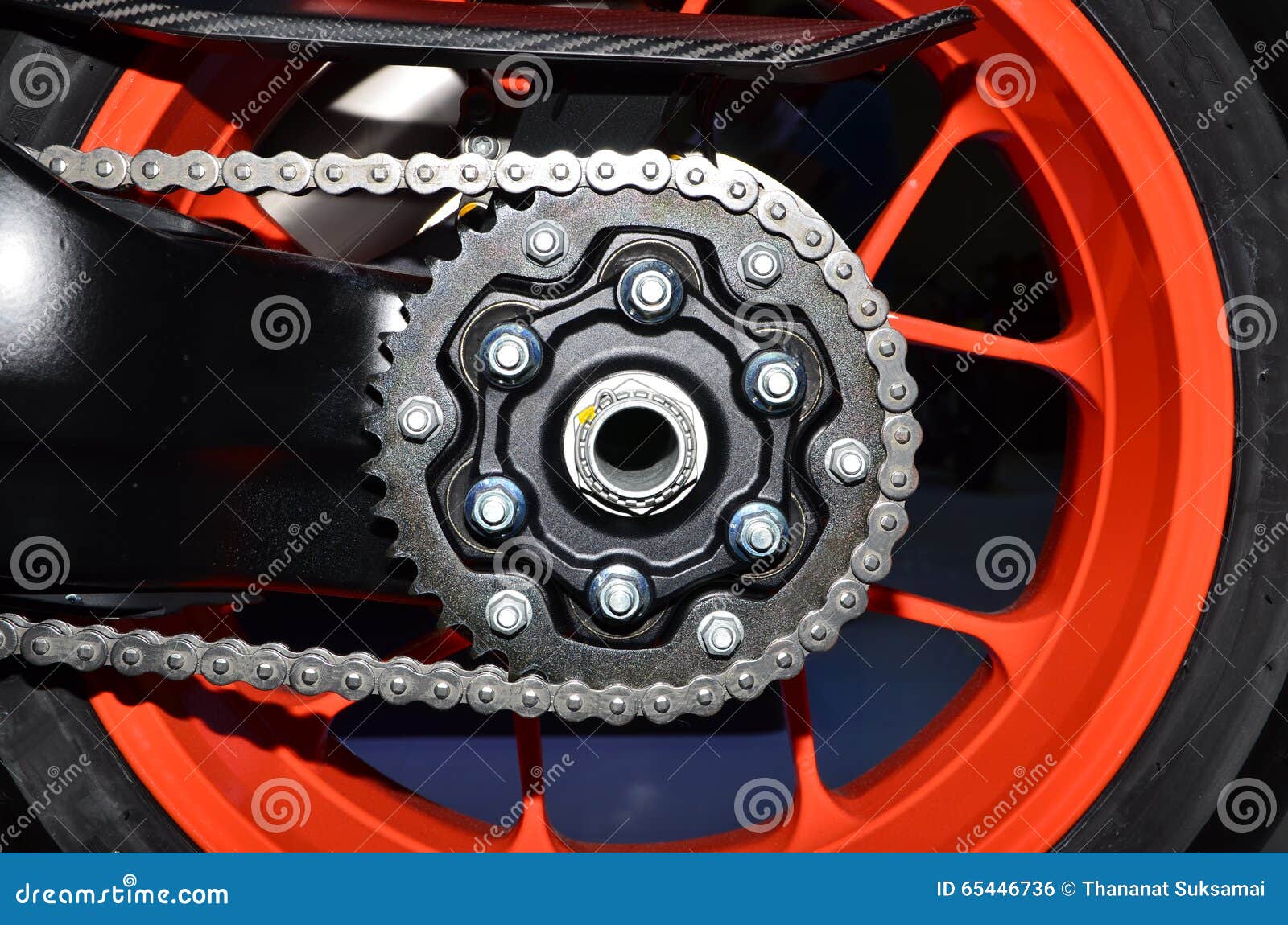 Motorcycle rear chain. stock photo. Image of motorcycle - 65446736