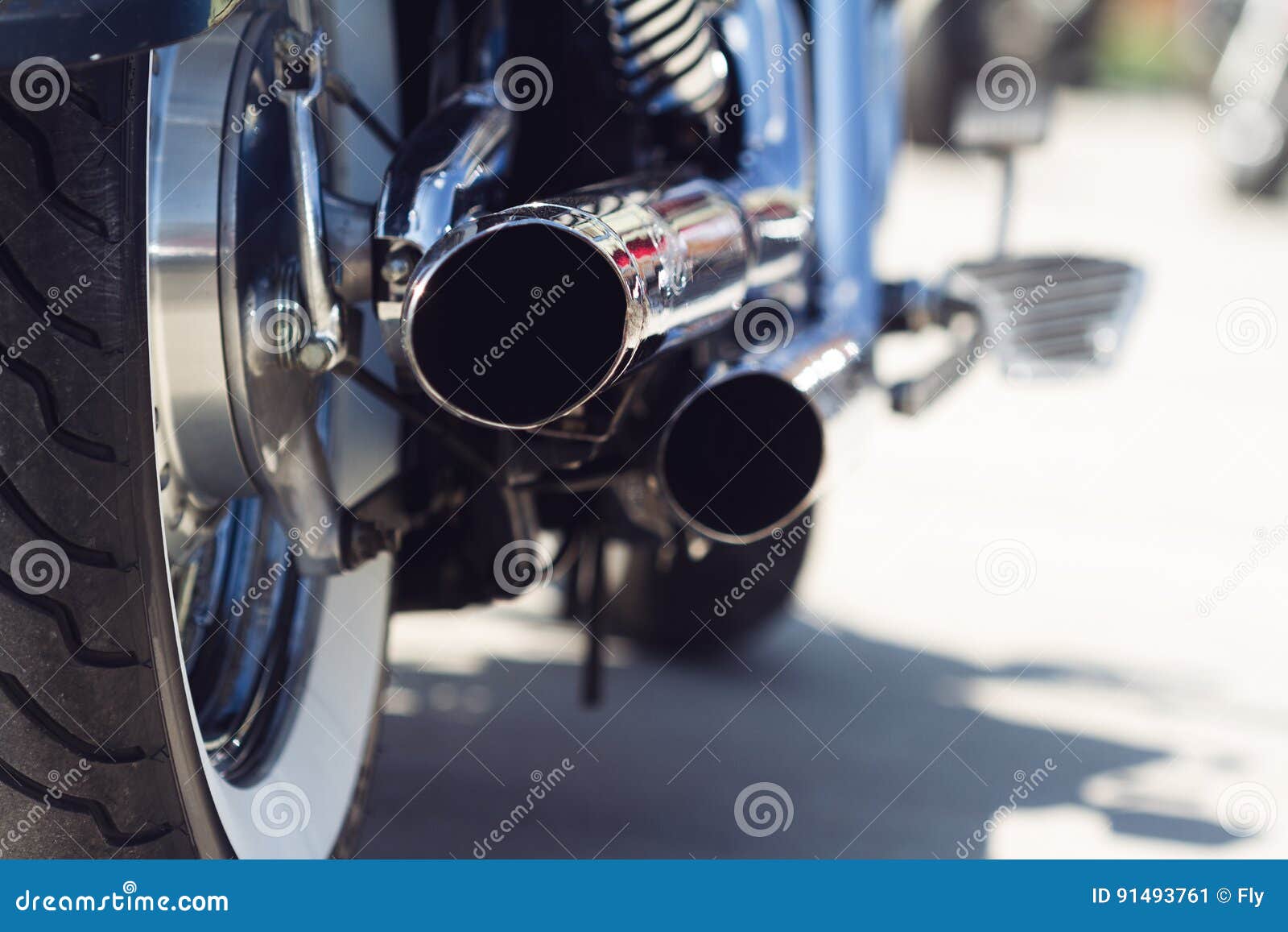 Motorcycle Rear Exhaust Pipes Detail Stock Image - Image of petrol ...