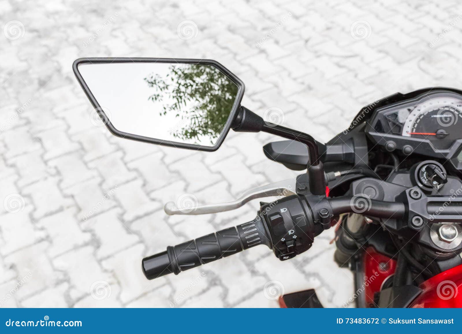 Motorcycle Rear View Mirror. Stock Photo - Image of steering, motorbike ...