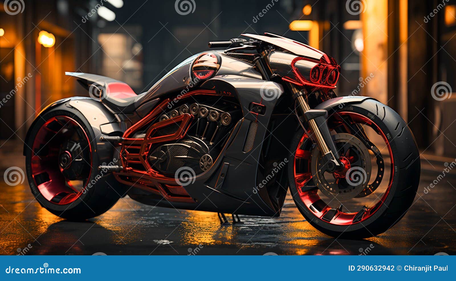 A Motorcycle that is Red and Black Stock Photo - Image of ride, speed ...