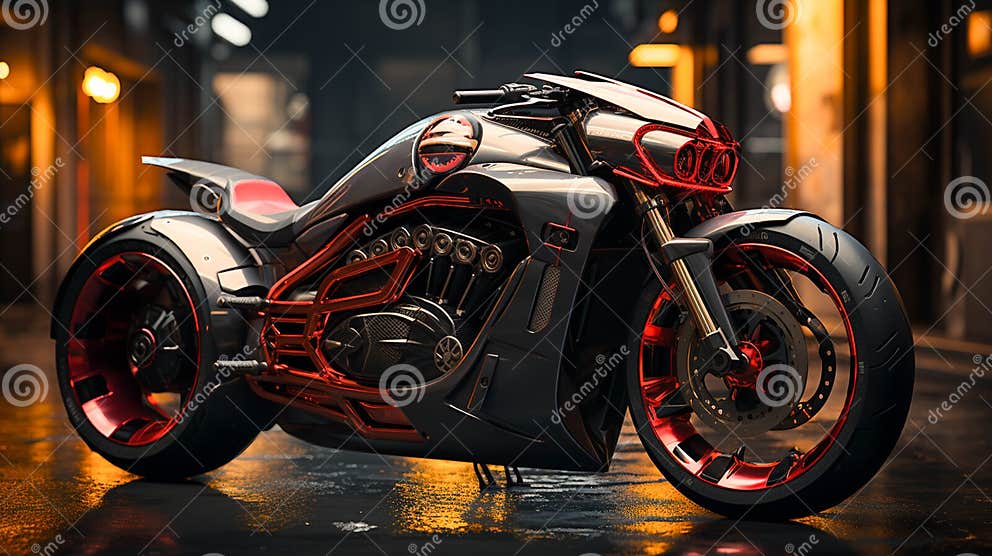 A Motorcycle that is Red and Black Stock Photo - Image of ride, speed ...