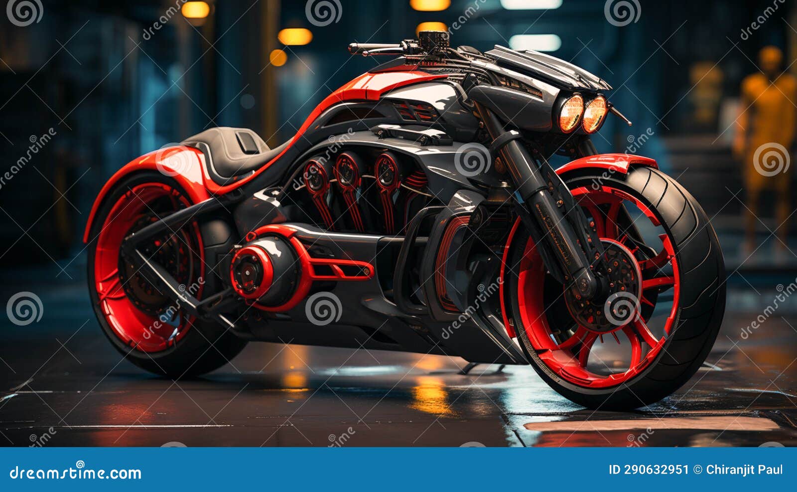 A Motorcycle that is Red and Black Stock Image - Image of graphic, bike ...