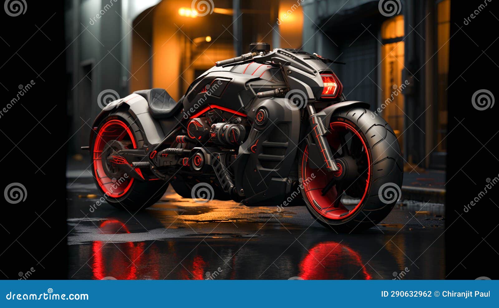 A Motorcycle that is Red and Black Stock Photo - Image of power ...