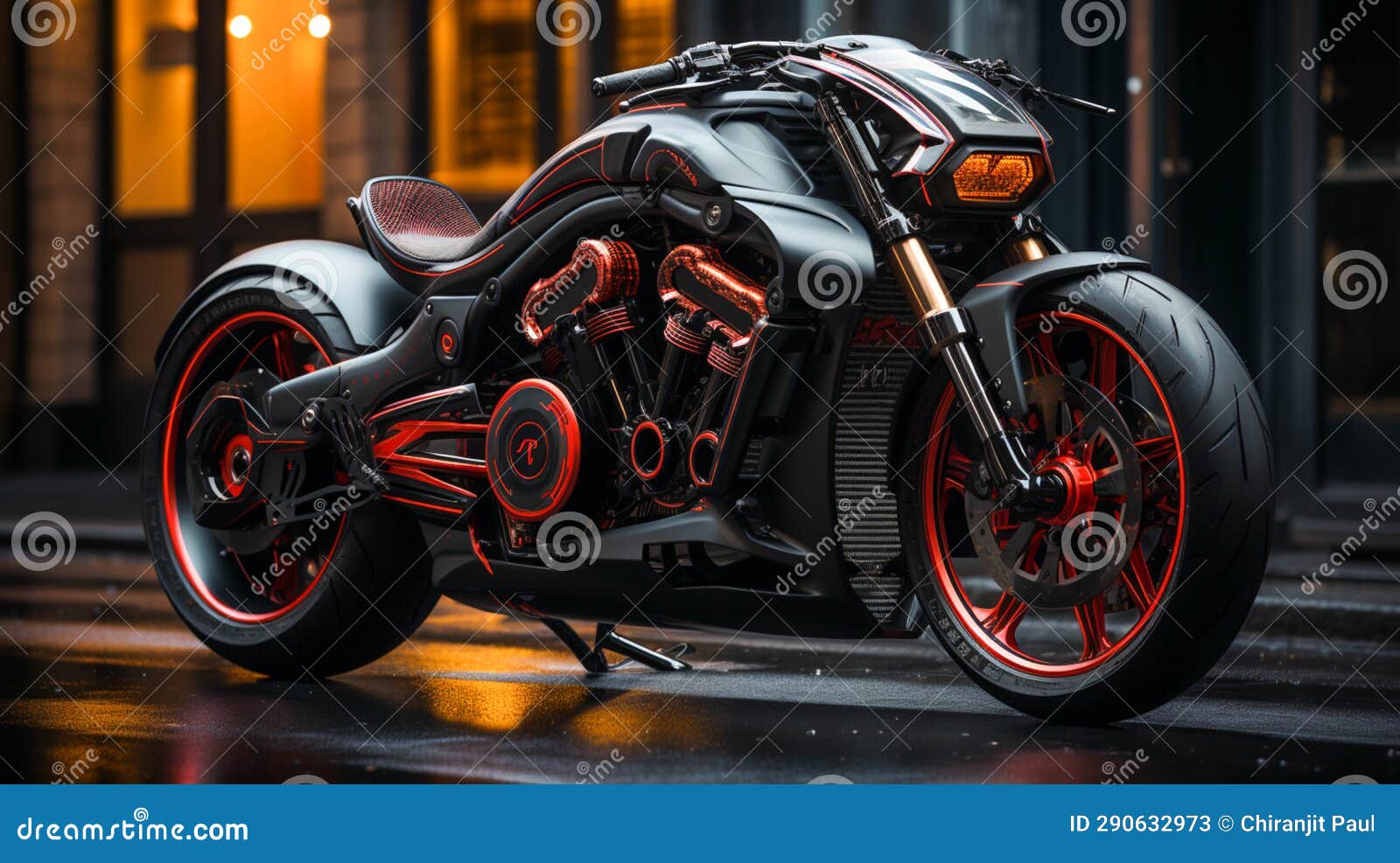 A Motorcycle that is Red and Black Stock Image - Image of transport ...