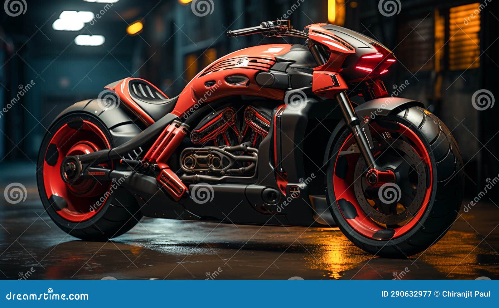 A Motorcycle that is Red and Black Stock Image - Image of drive ...