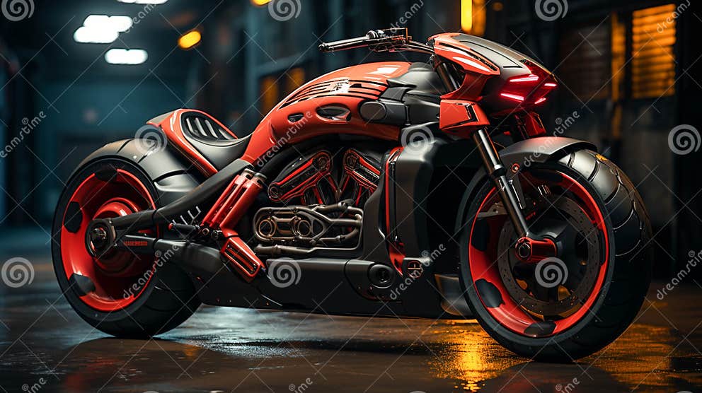 A Motorcycle that is Red and Black Stock Image - Image of drive ...